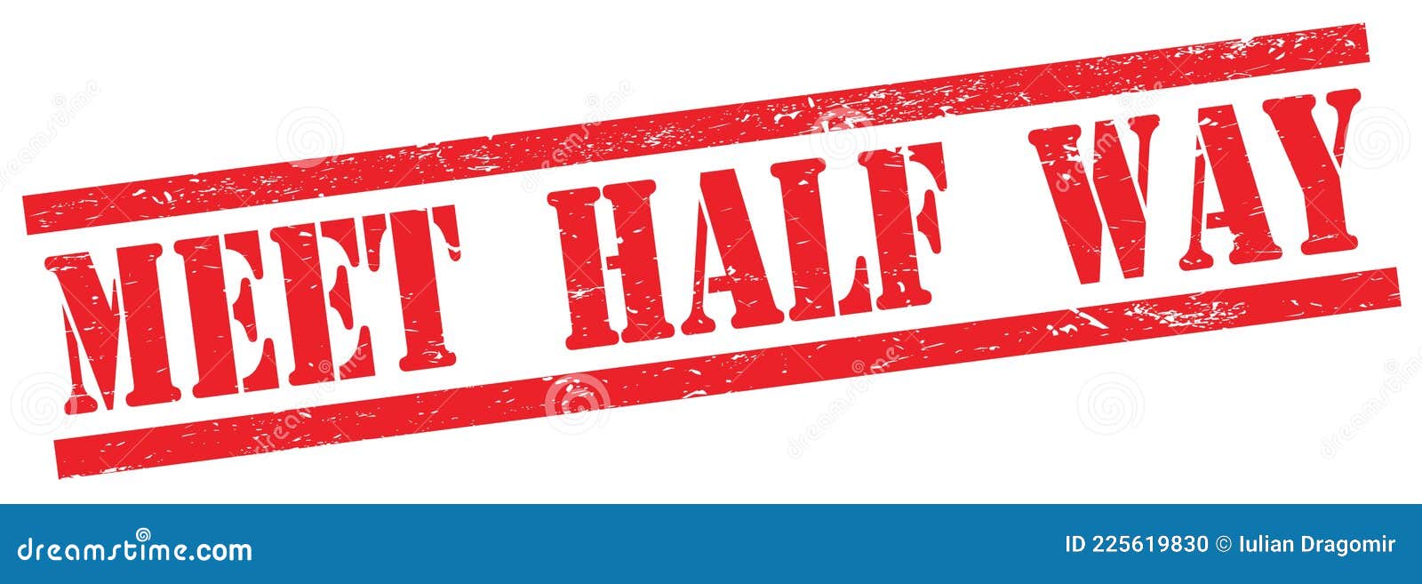 MEET HALF WAY Text on Red Grungy Rectangle Stamp Stock Illustration ...