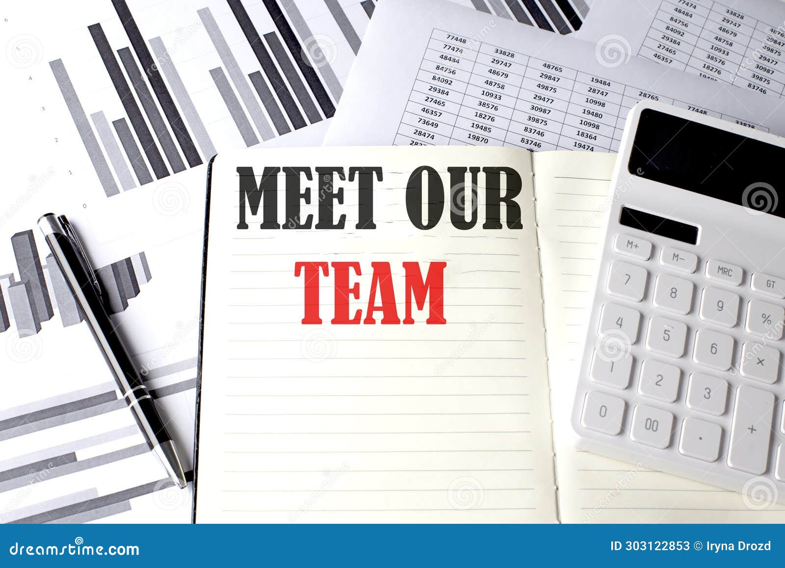 MEET OUR TEAM Text Written on a Notebook on Chart and Diagram Stock ...