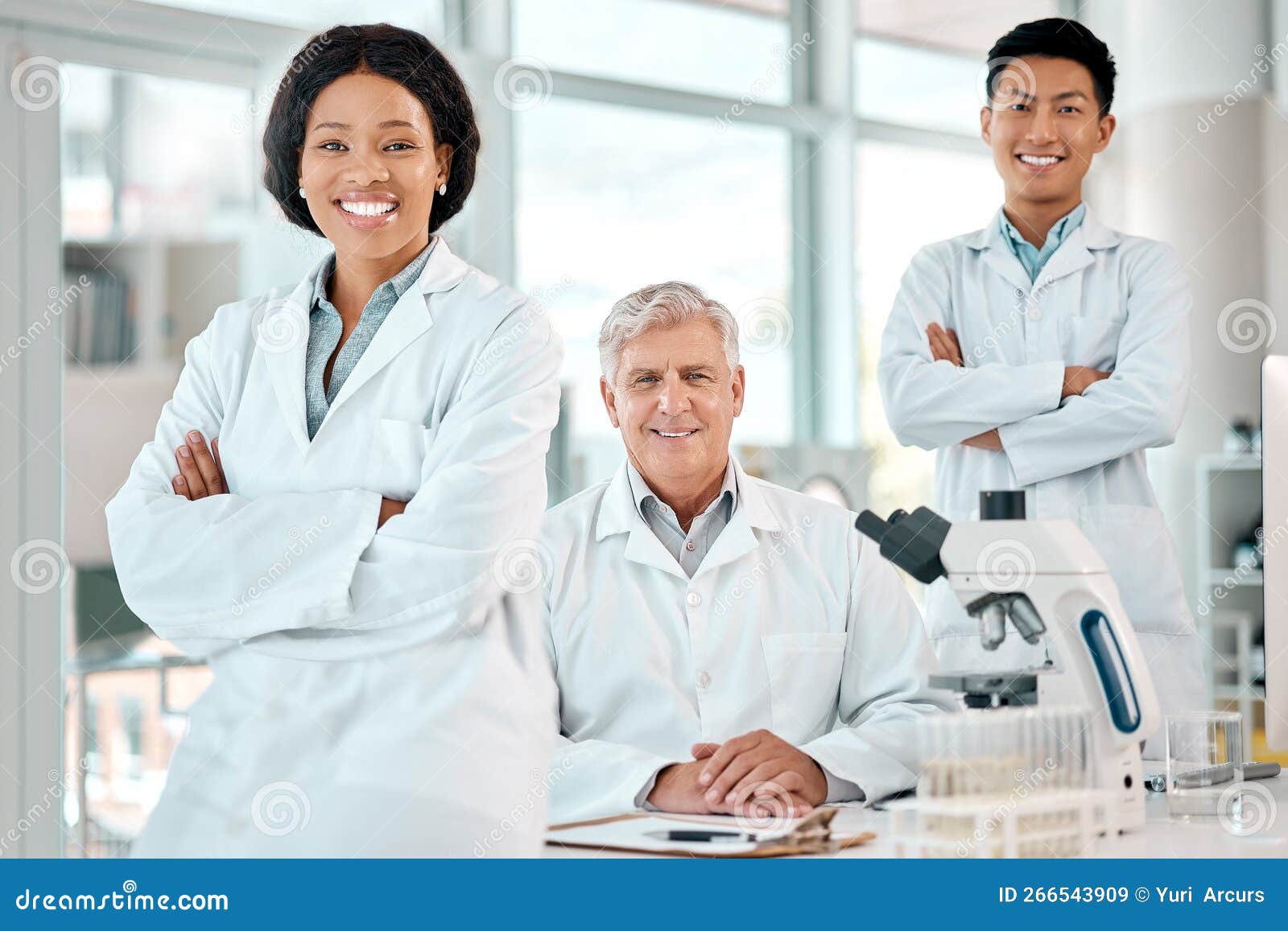 Meet the Superheroes of Science. Portrait of a Group of Scientists ...