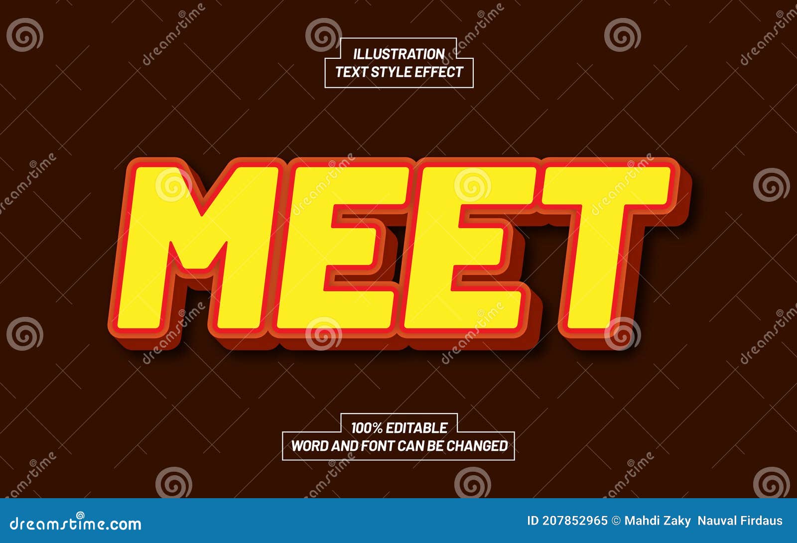 Meet Yellow Text Style Effect Stock Vector - Illustration of dynamic ...