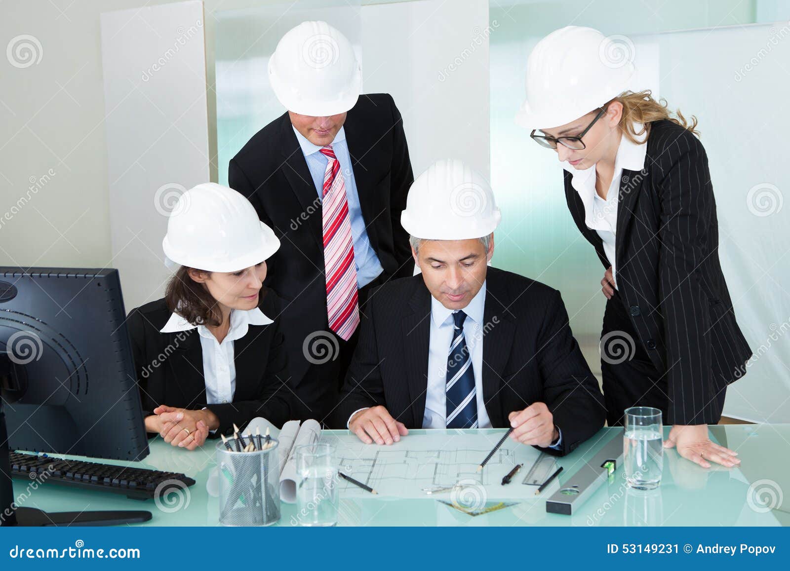 Meeting of Architects or Structural Engineers Stock Image - Image of ...
