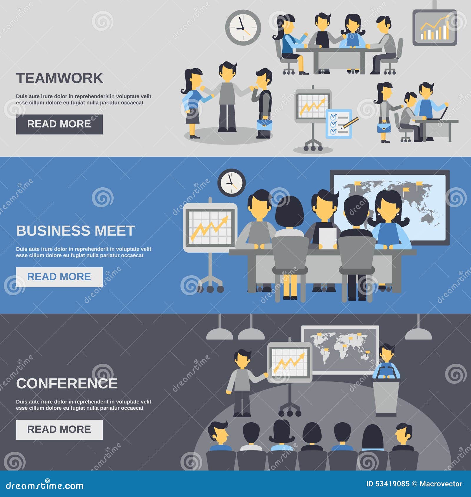 Meeting Banner Set stock vector. Illustration of businessman - 53419085