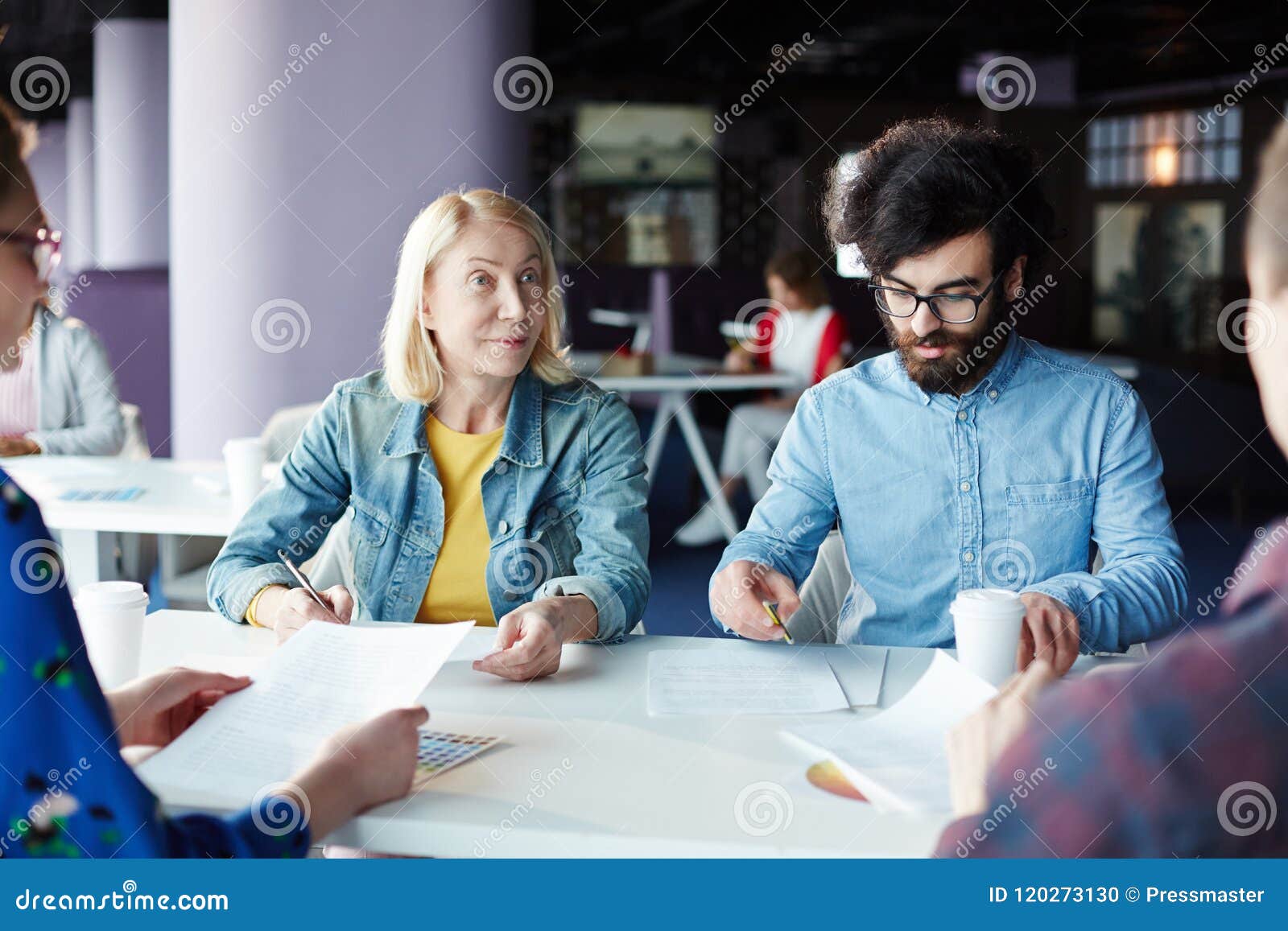 Meeting of co-workers stock photo. Image of economist - 120273130