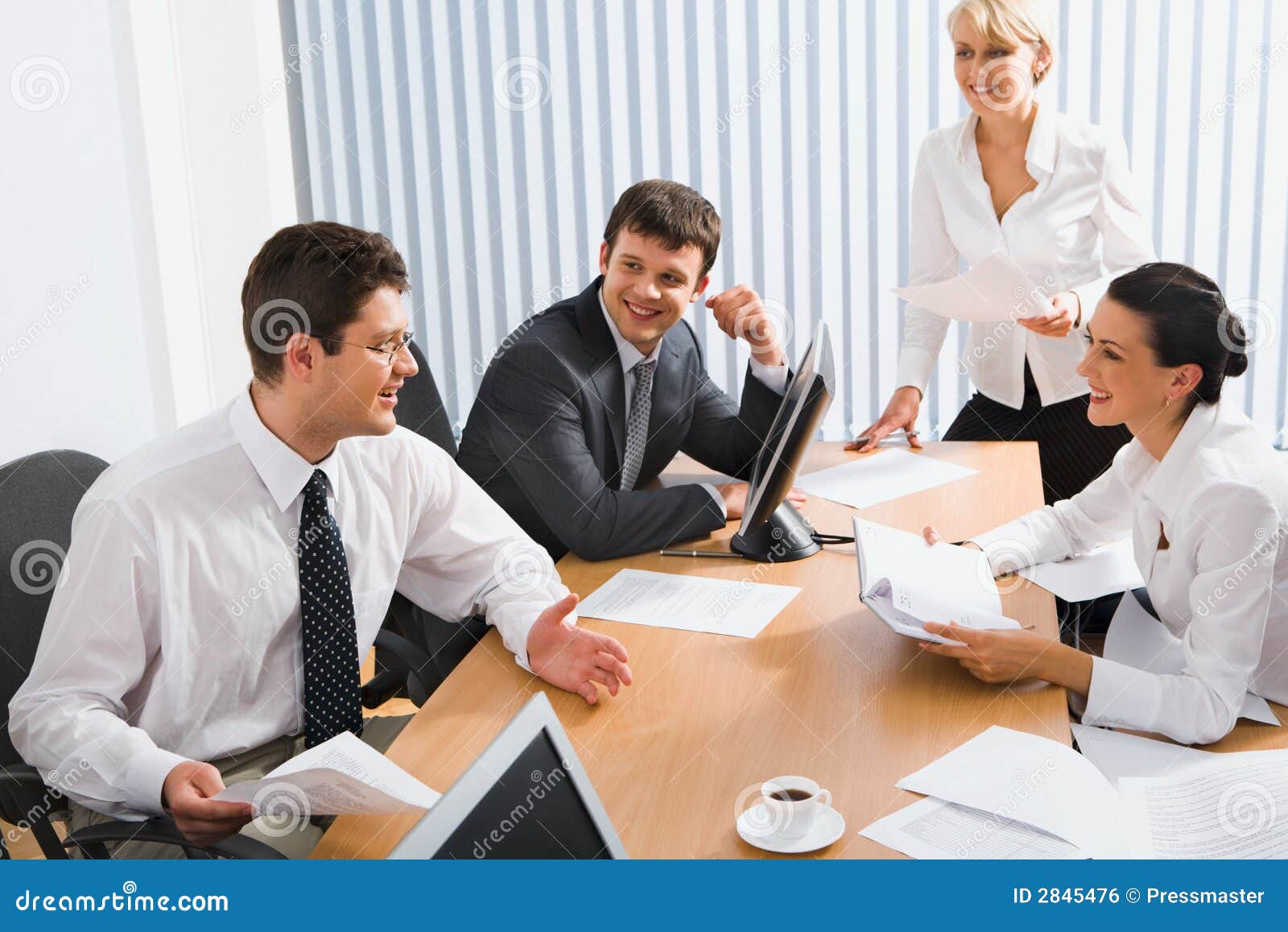 Meeting of colleagues stock photo. Image of paper, convention - 2845476