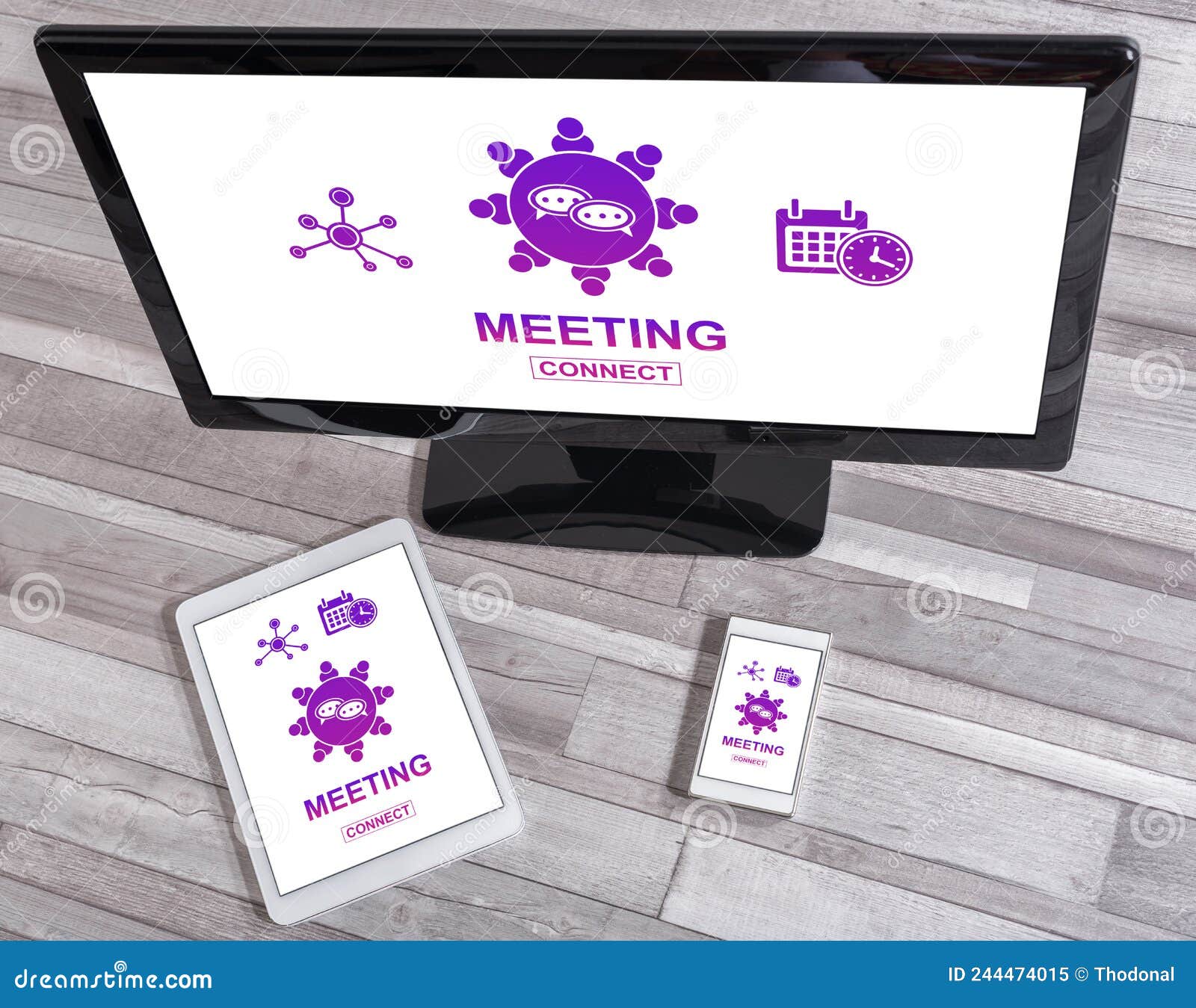 Meeting Concept on Different Devices Stock Image - Image of ...