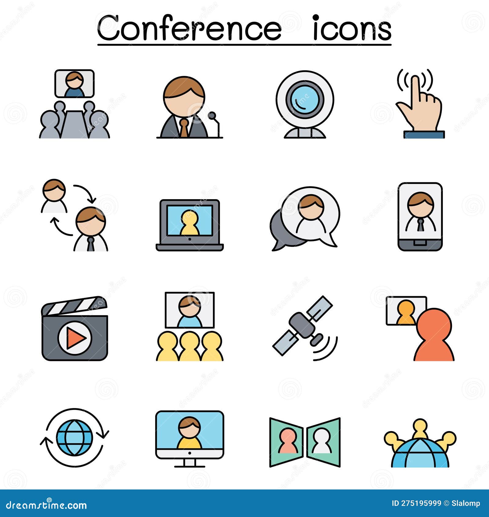 Meeting & Conference Color Line Icon Set Stock Vector - Illustration of ... Meeting & Conference Color Line Icon Set Stock Vector - Illustration of ...
