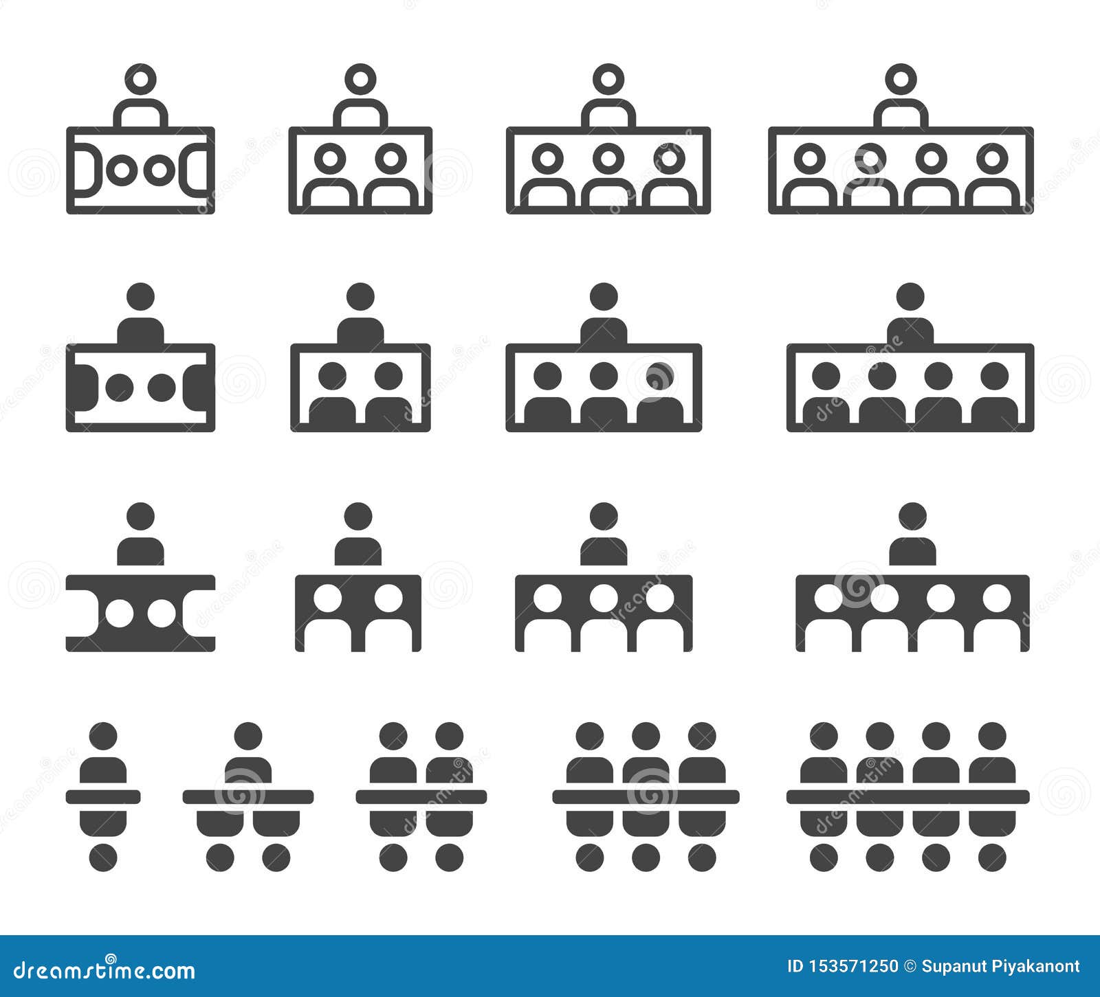 Meeting and Conference Icon Set Stock Vector - Illustration of manager ...