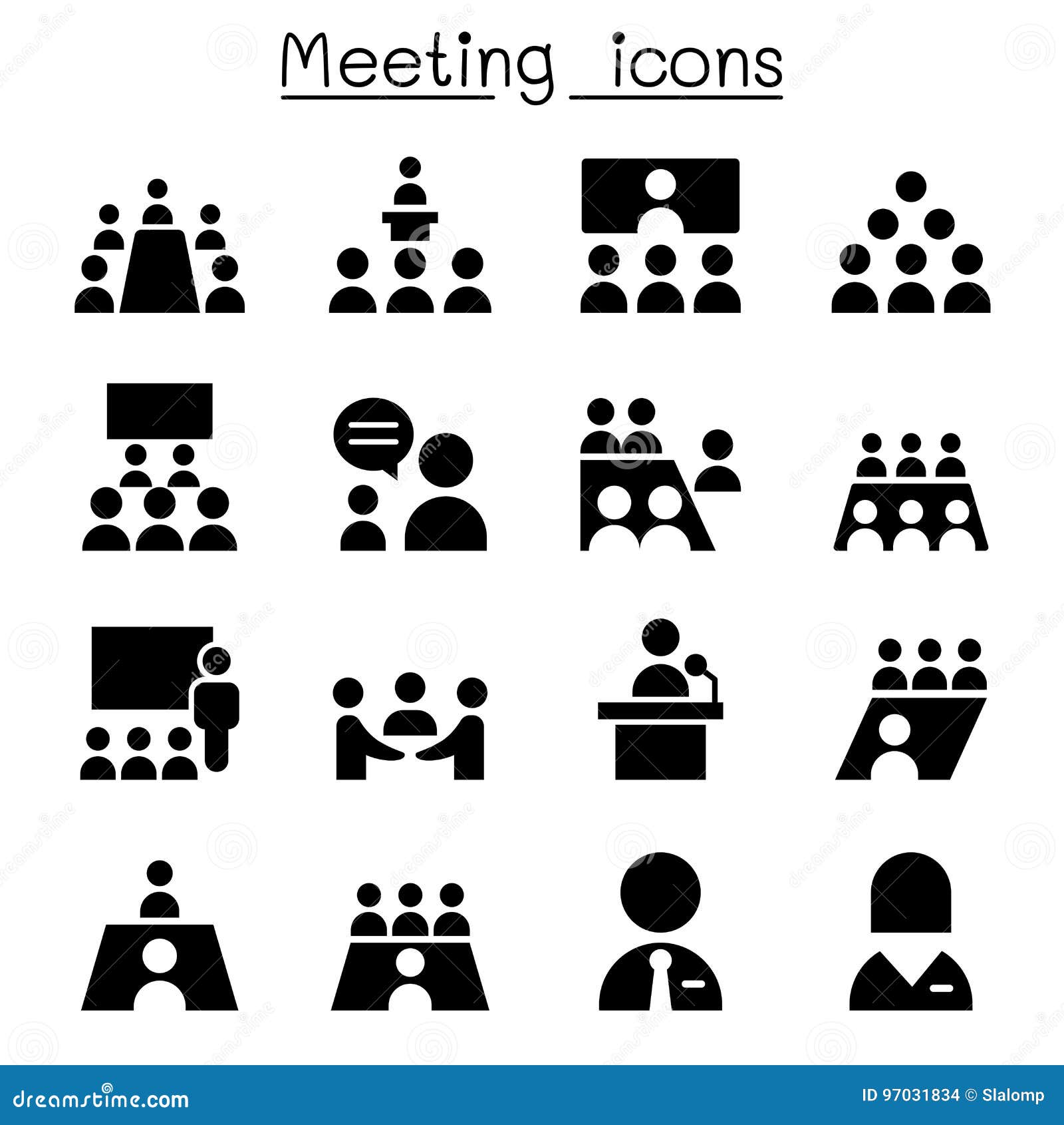 Conference Icons Flat Cartoon Vector | CartoonDealer.com #51593719