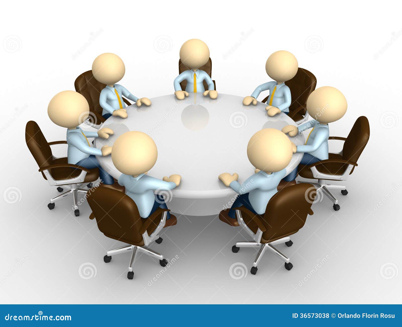 3D Man Sitting At A Round Table And Having Business Meeting Royalty ... 3D Man Sitting At A Round Table And Having Business Meeting Royalty ...