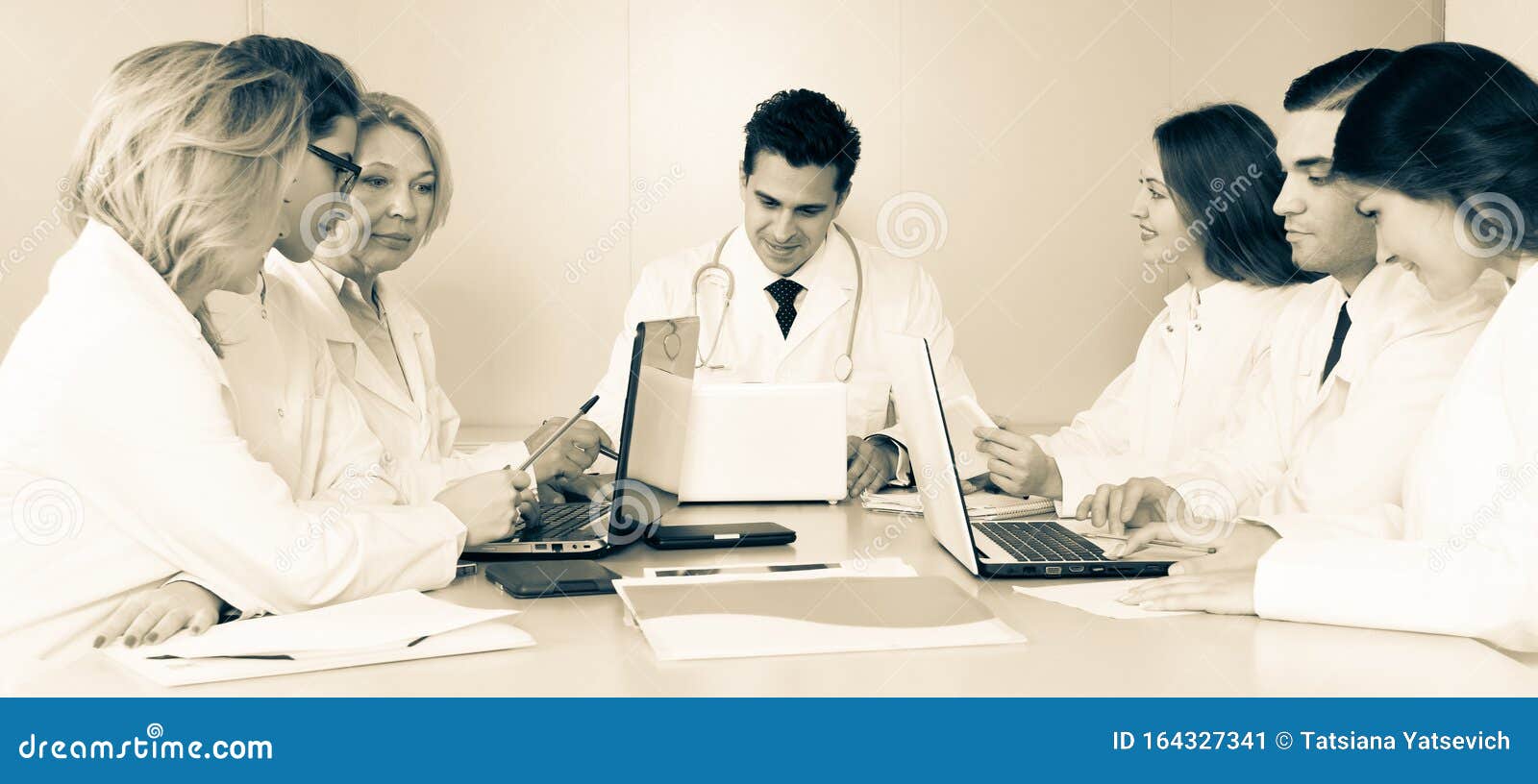Meeting of Doctors in Conference Room Stock Image - Image of interns ...