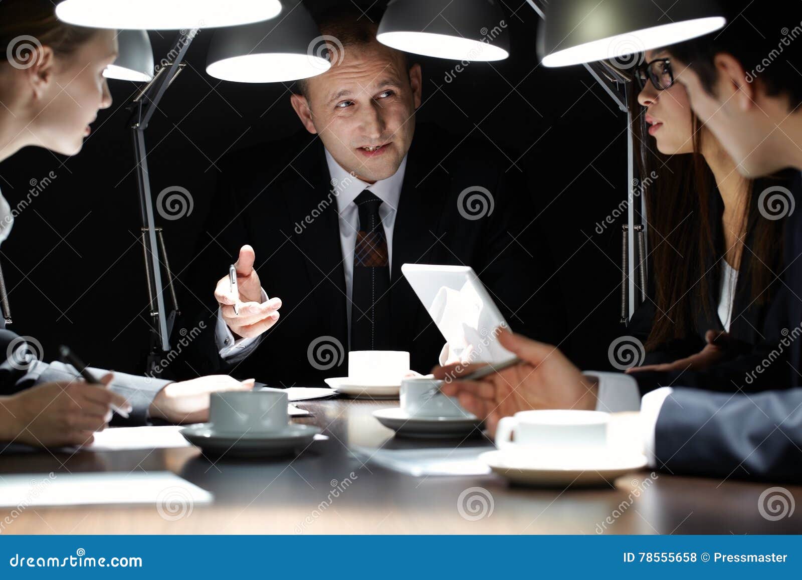 Meeting at the end of day stock photo. Image of explaining - 78555658