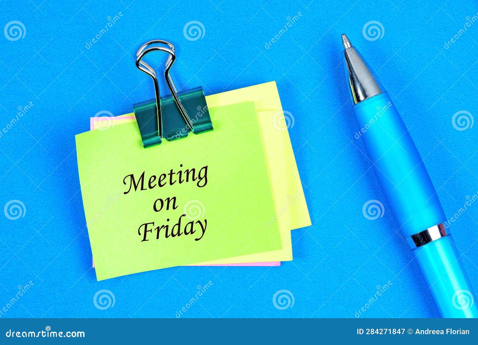 Meeting on Friday Words on Notes Paper Stock Image - Image of meeting ...