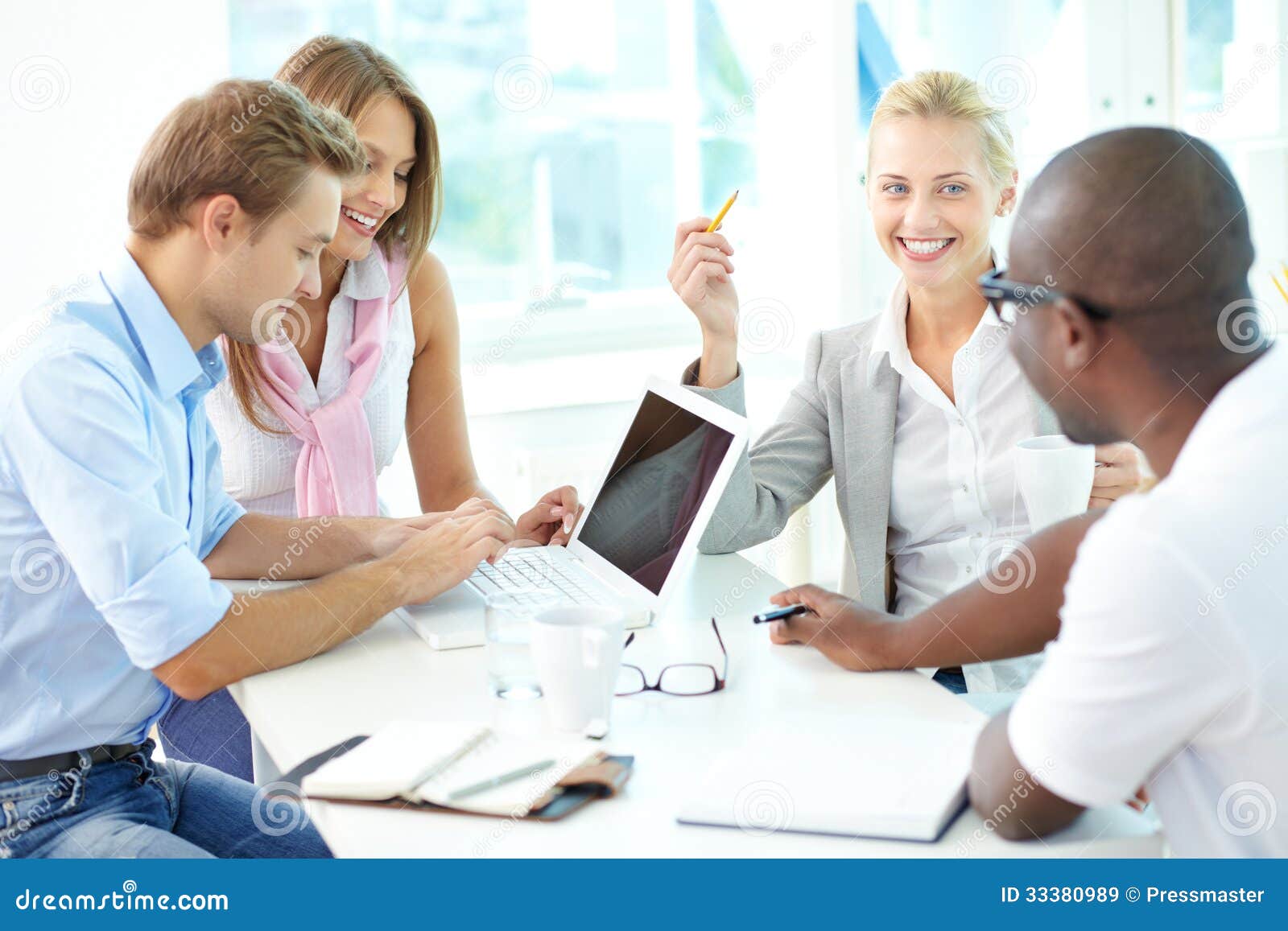 At meeting stock image. Image of female, male, business - 33380989