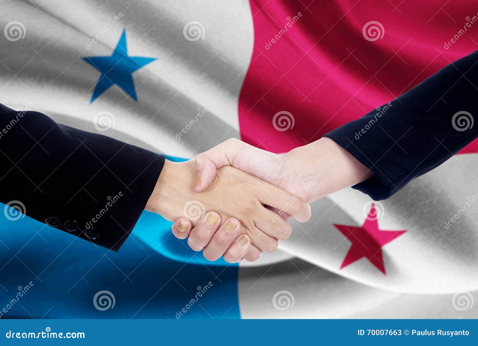 Meeting Handshake with Flag of Panama Stock Image - Image of colleagues ...