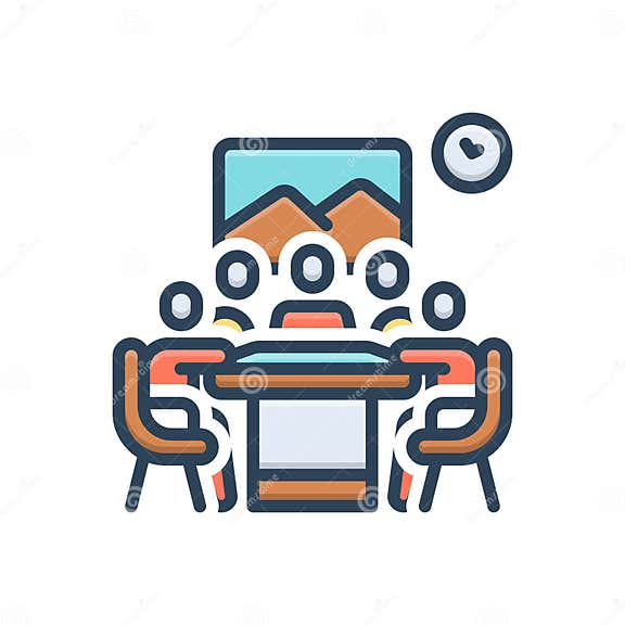 Color Illustration Icon for Meeting, Sitting and Workplace Stock ...