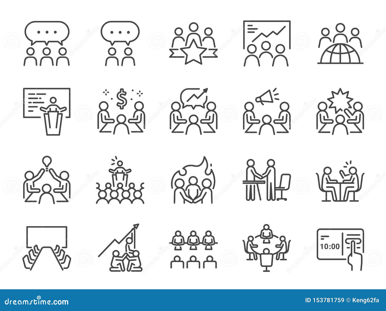 Meeting Line Icon Set. Included Icons As Meeting Room, Team, Teamwork ... Meeting Line Icon Set. Included Icons As Meeting Room, Team, Teamwork ...