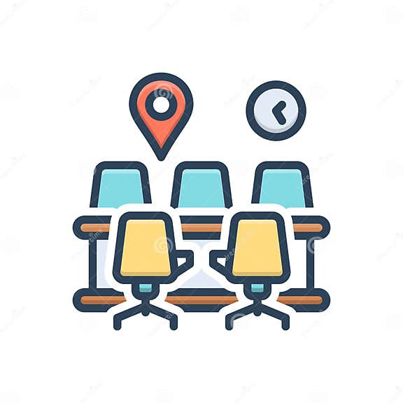 Color Illustration Icon for Meeting Location, Meeting Point and Room ...