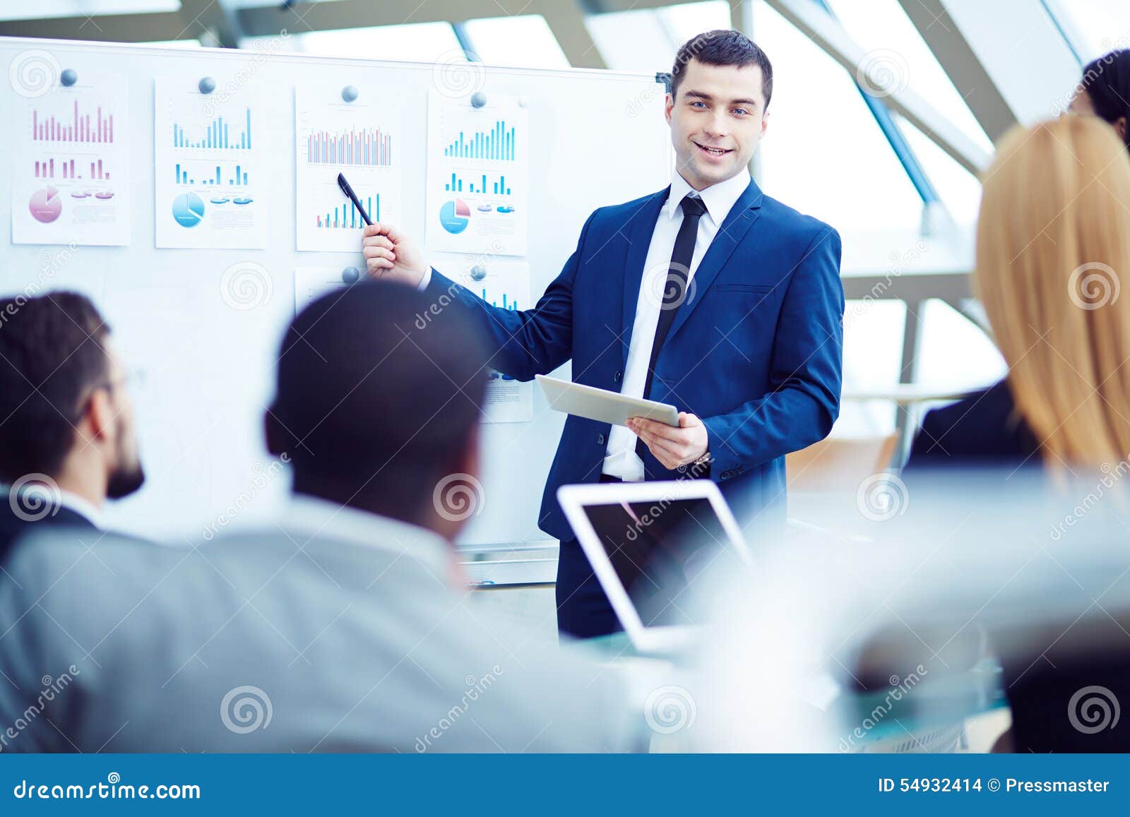 Meeting with manager stock photo. Image of gathered, businessman - 54932414