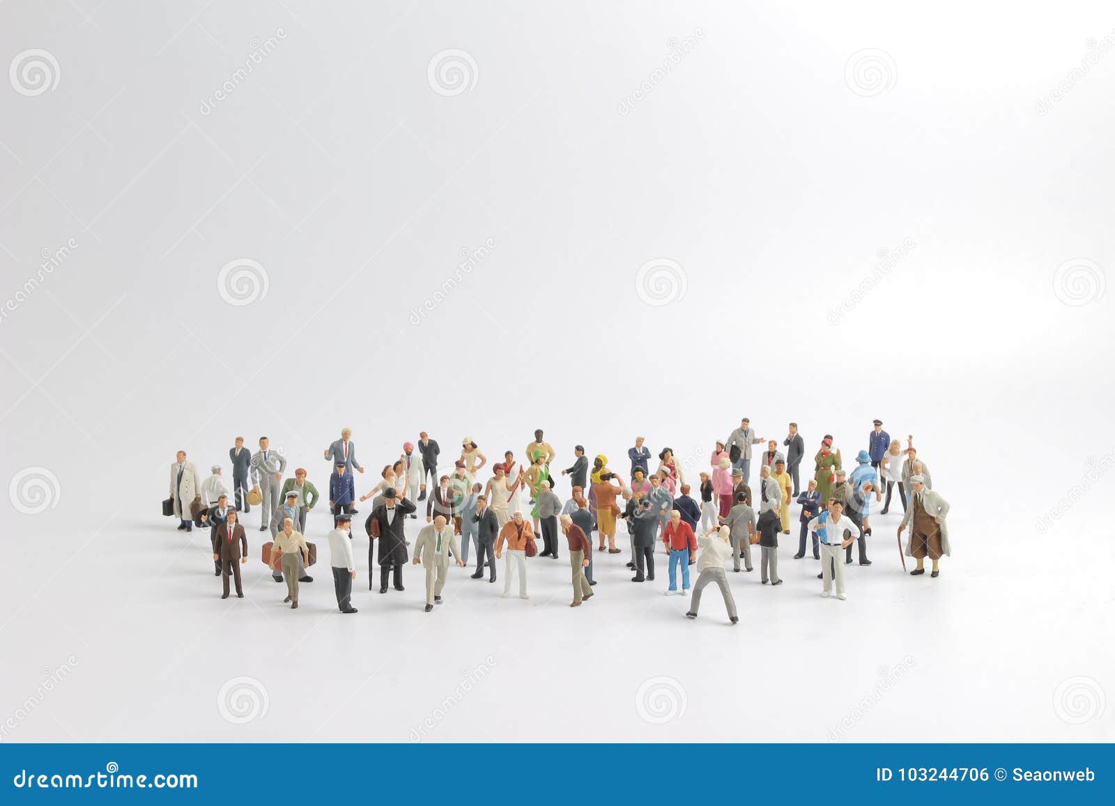 A Meeting of the Many Small Figure Stock Photo - Image of office ...