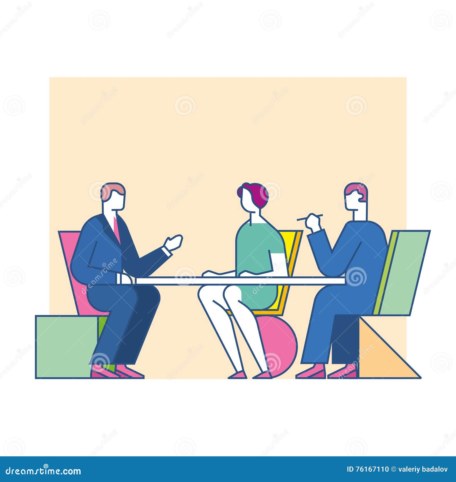 Meeting Negotiate at the Table Stock Vector - Illustration of computer ...