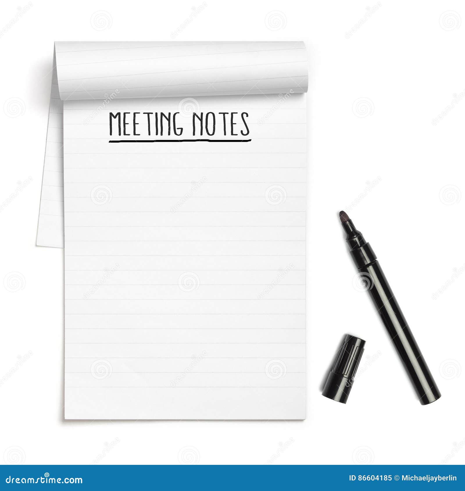 Meeting Notes on Note Book with Black Pen Stock Image - Image of space ...