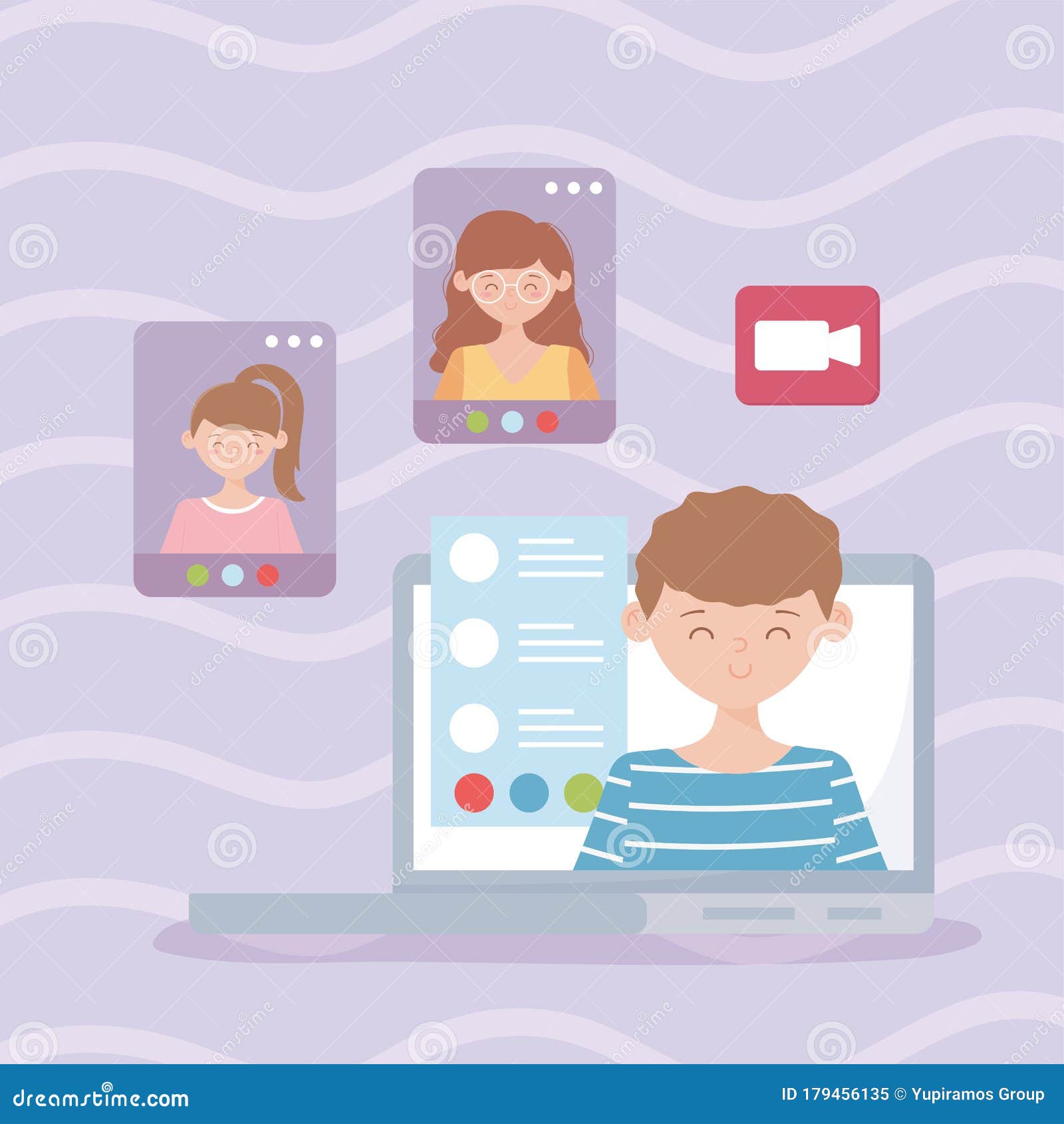 Meeting Online, Group People Work Virtual Chatting Stock Vector ...