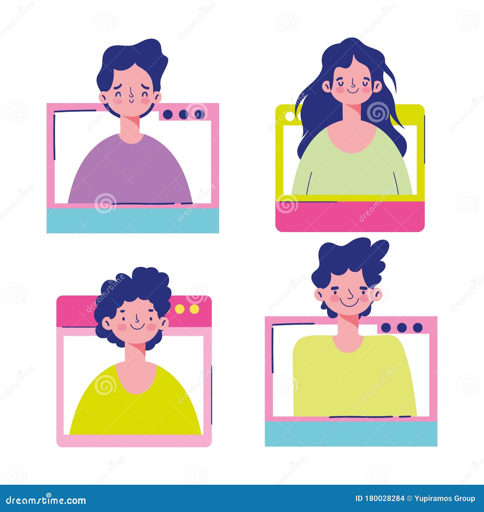 Meeting Online, People Connected Website Community Cartoon Stock Vector ... Meeting Online, People Connected Website Community Cartoon Stock Vector ...
