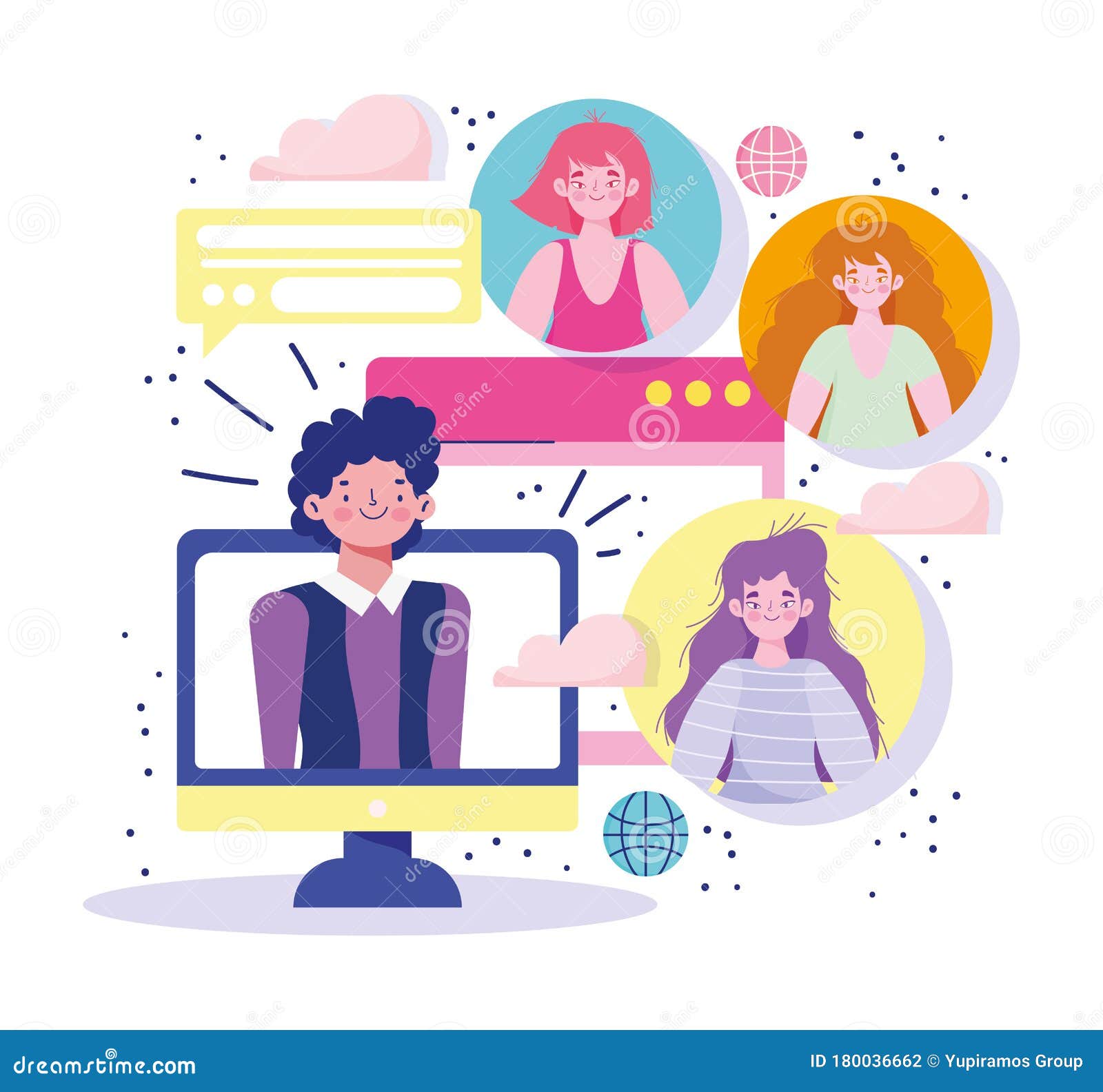 Meeting Online, People Partnership Computer Web Virtual Communication ...