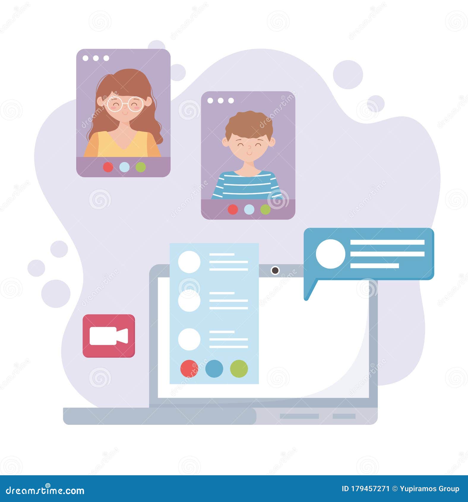 Meeting Online, People Web Connection Chatting Video Stock Vector ...