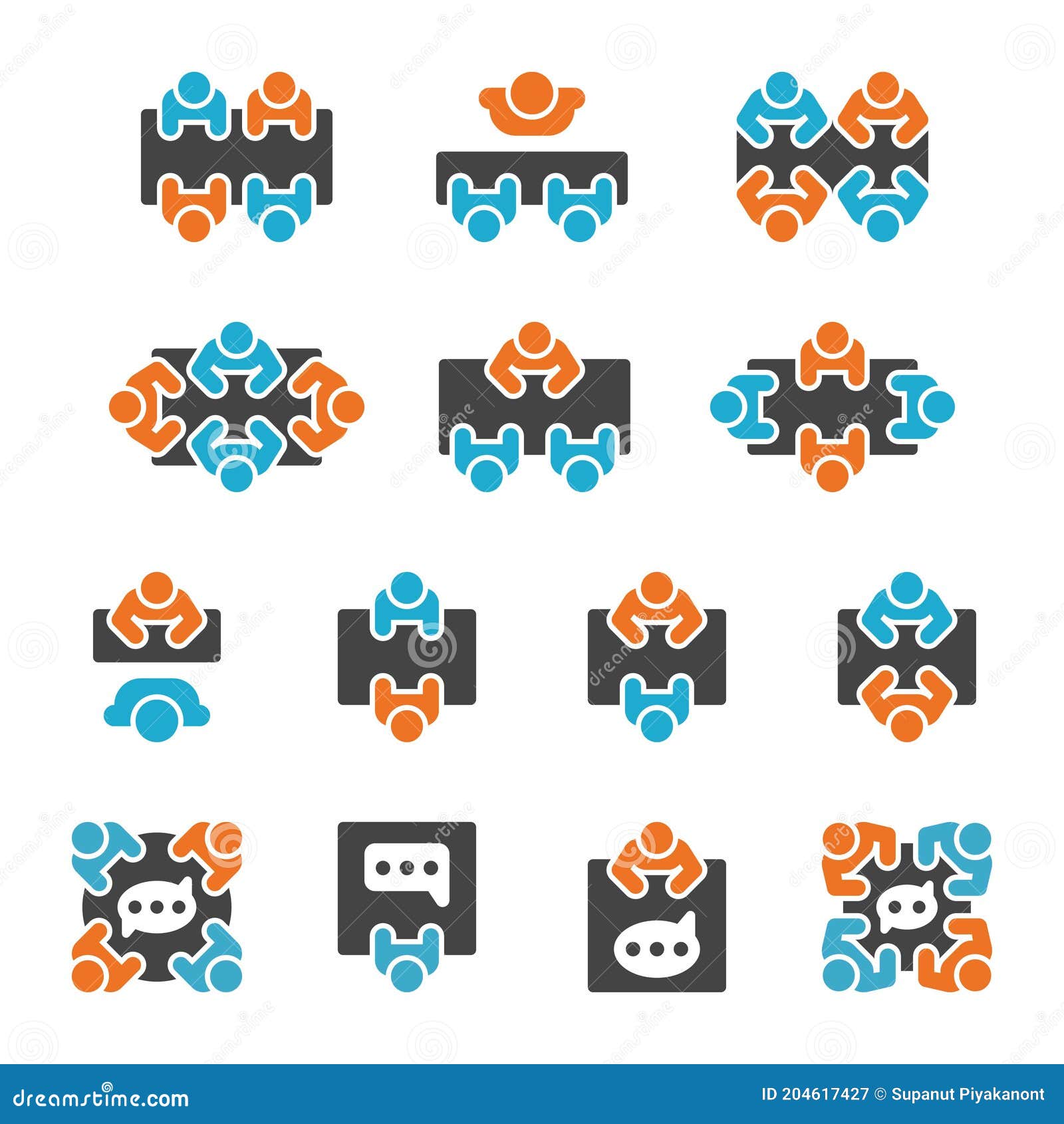 Meeting and Participate Icon Set Stock Vector - Illustration of ...
