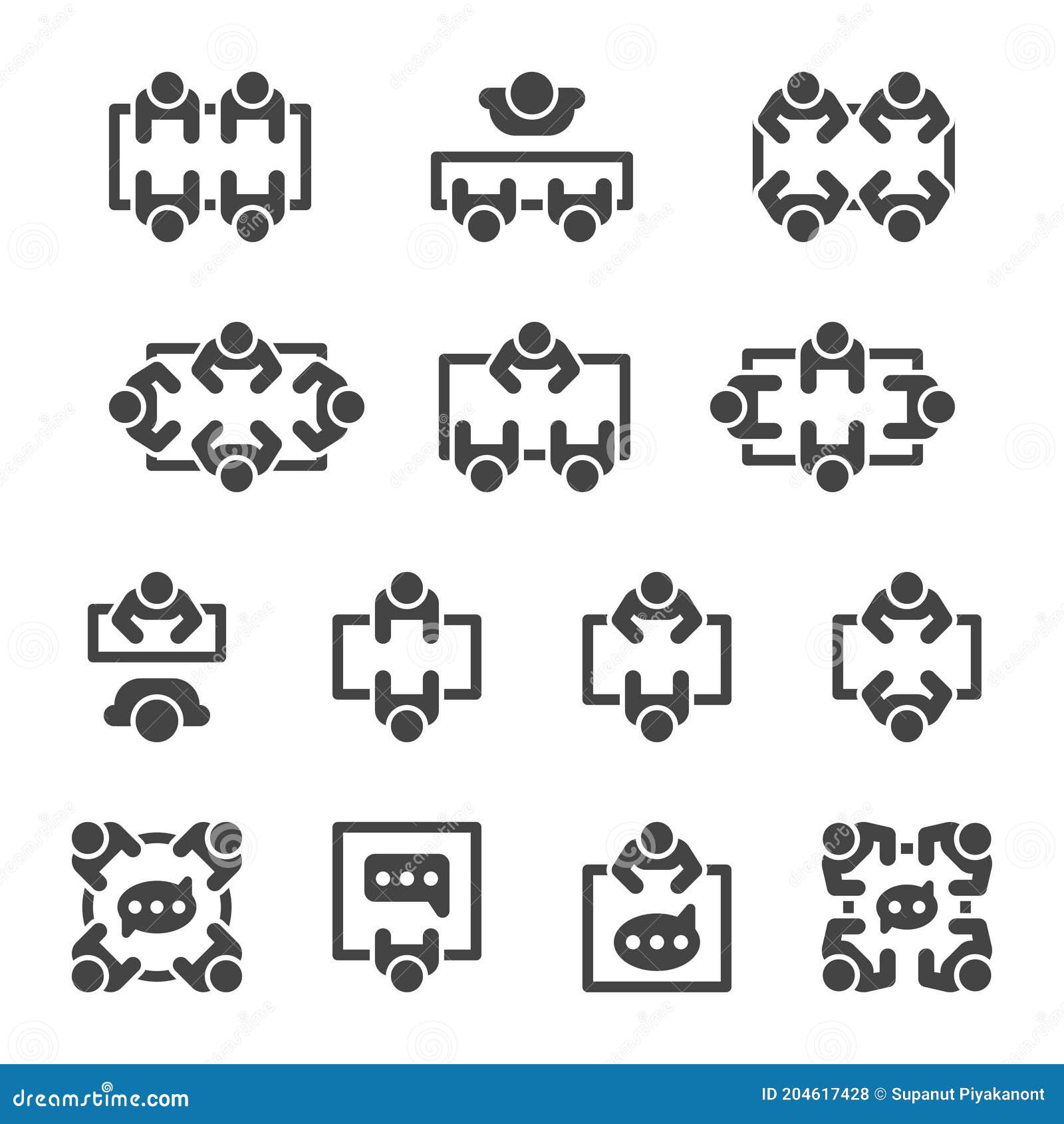 Meeting and Participate Icon Set Stock Vector - Illustration of flat ...