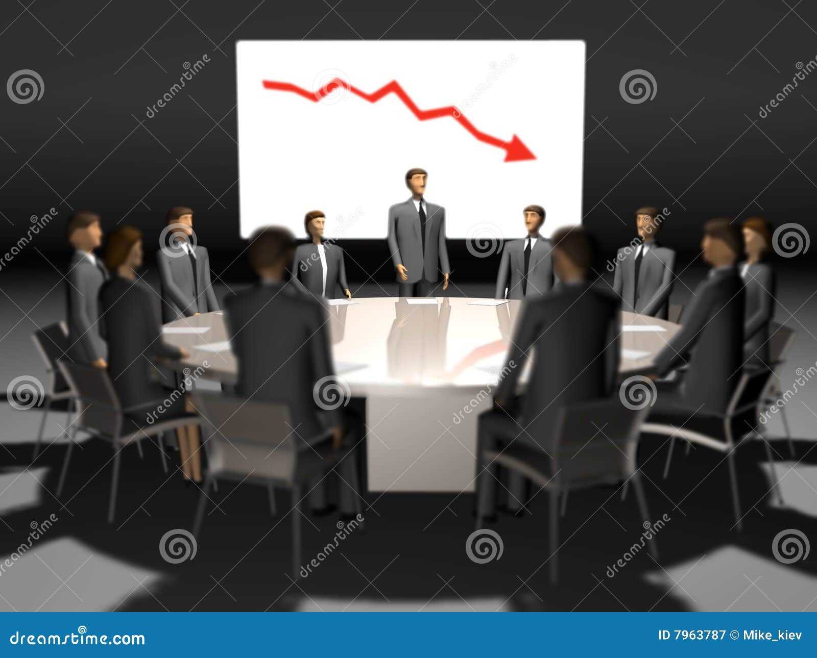 Meeting People at Round Table Stock Illustration - Illustration of desk ...