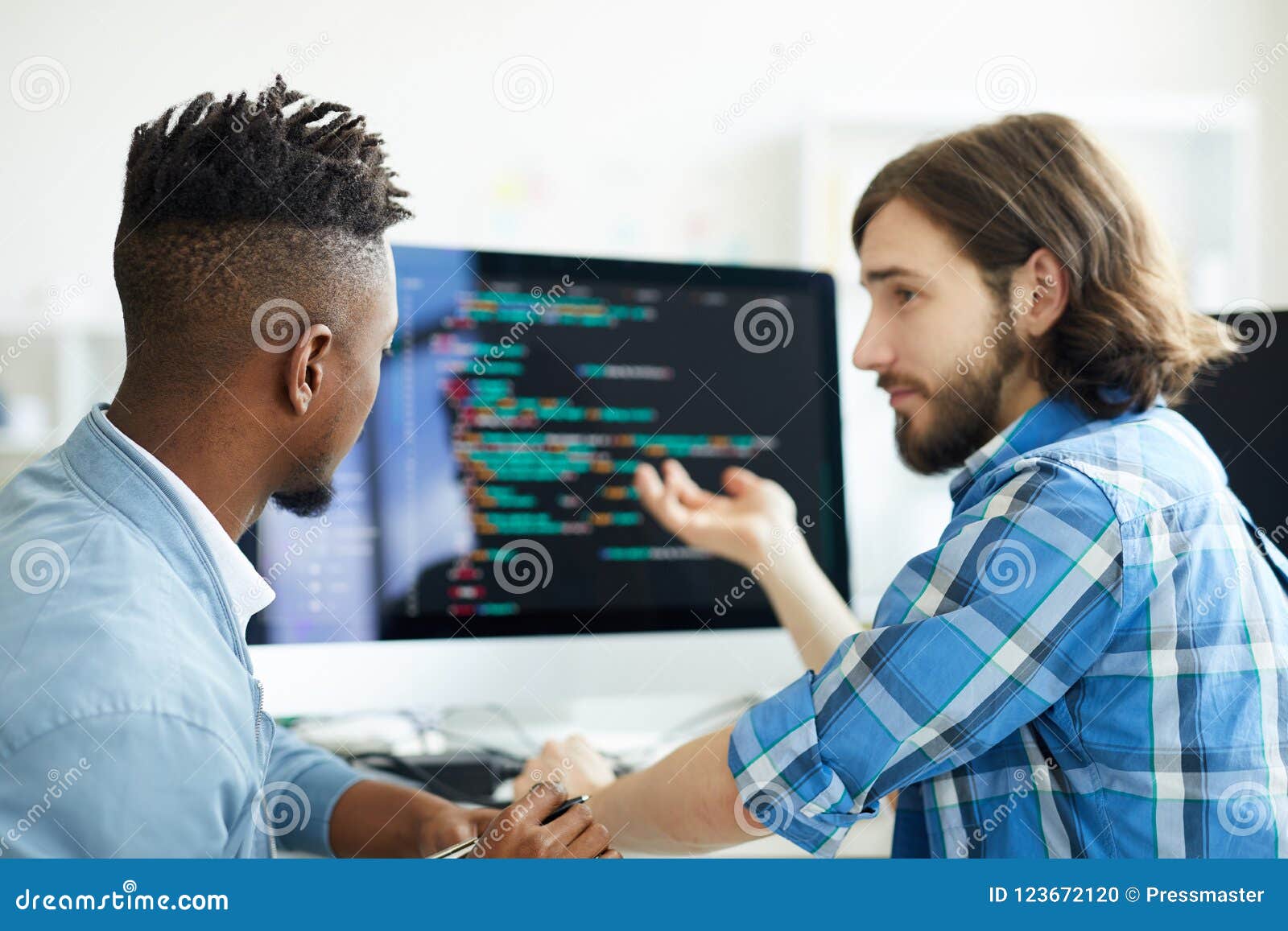 Meeting of programmers stock photo. Image of website - 123672120