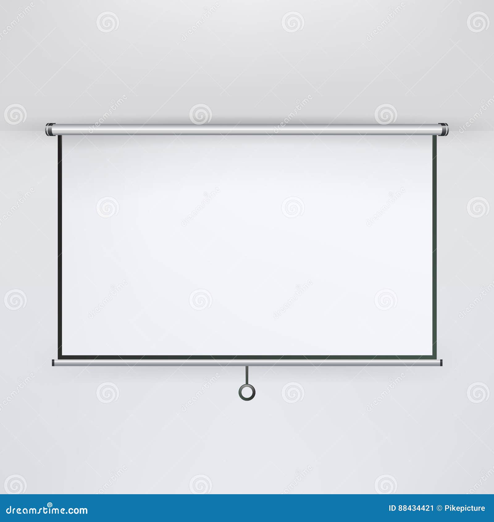 Meeting Projector Screen Vector. Hanging Projection Screen Isolated on ...