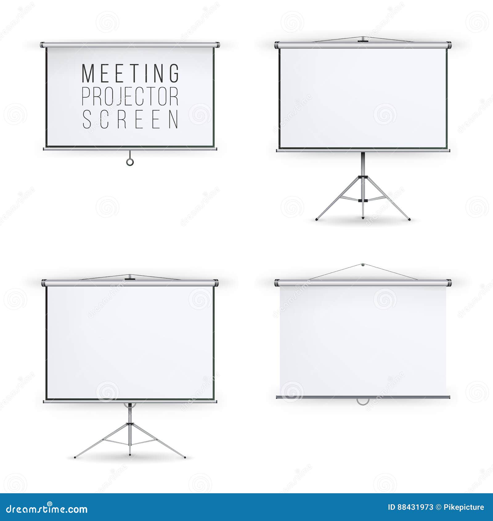 Meeting Projector Screen Vector. Hanging Projection Screen Isolated On ...
