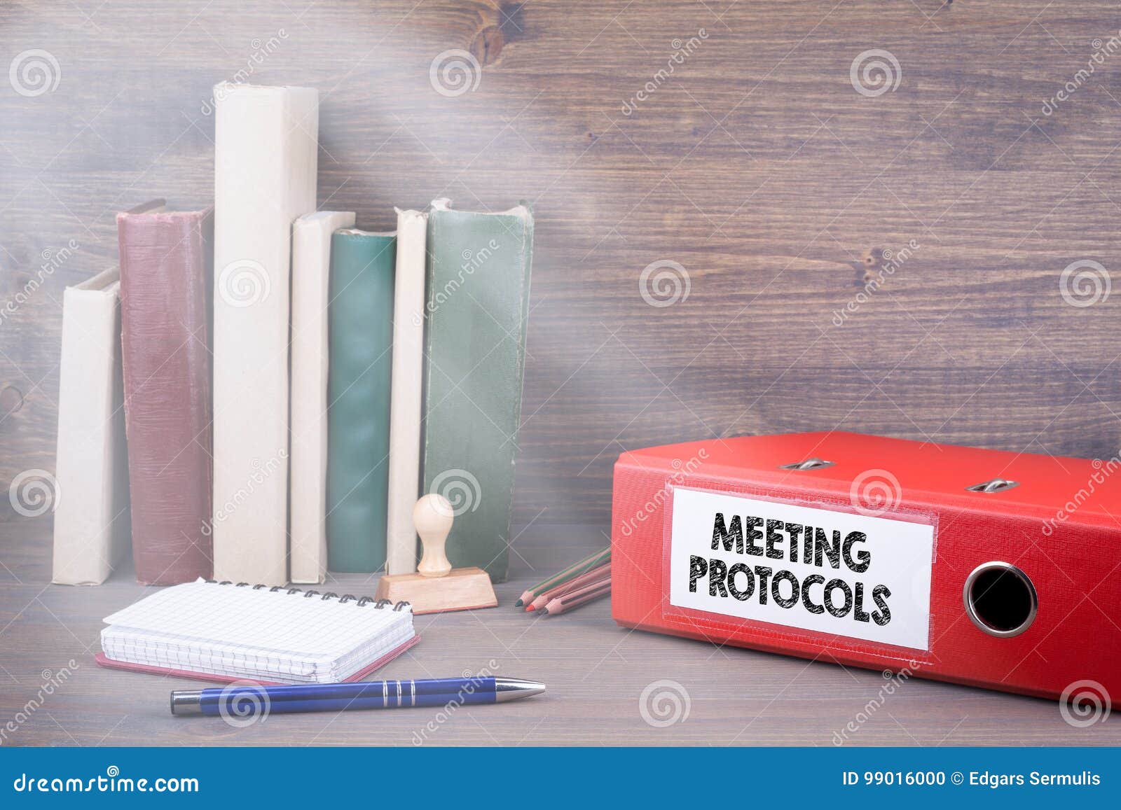 Meeting Protocols. Binder on Desk in the Office Stock Photo - Image of ...