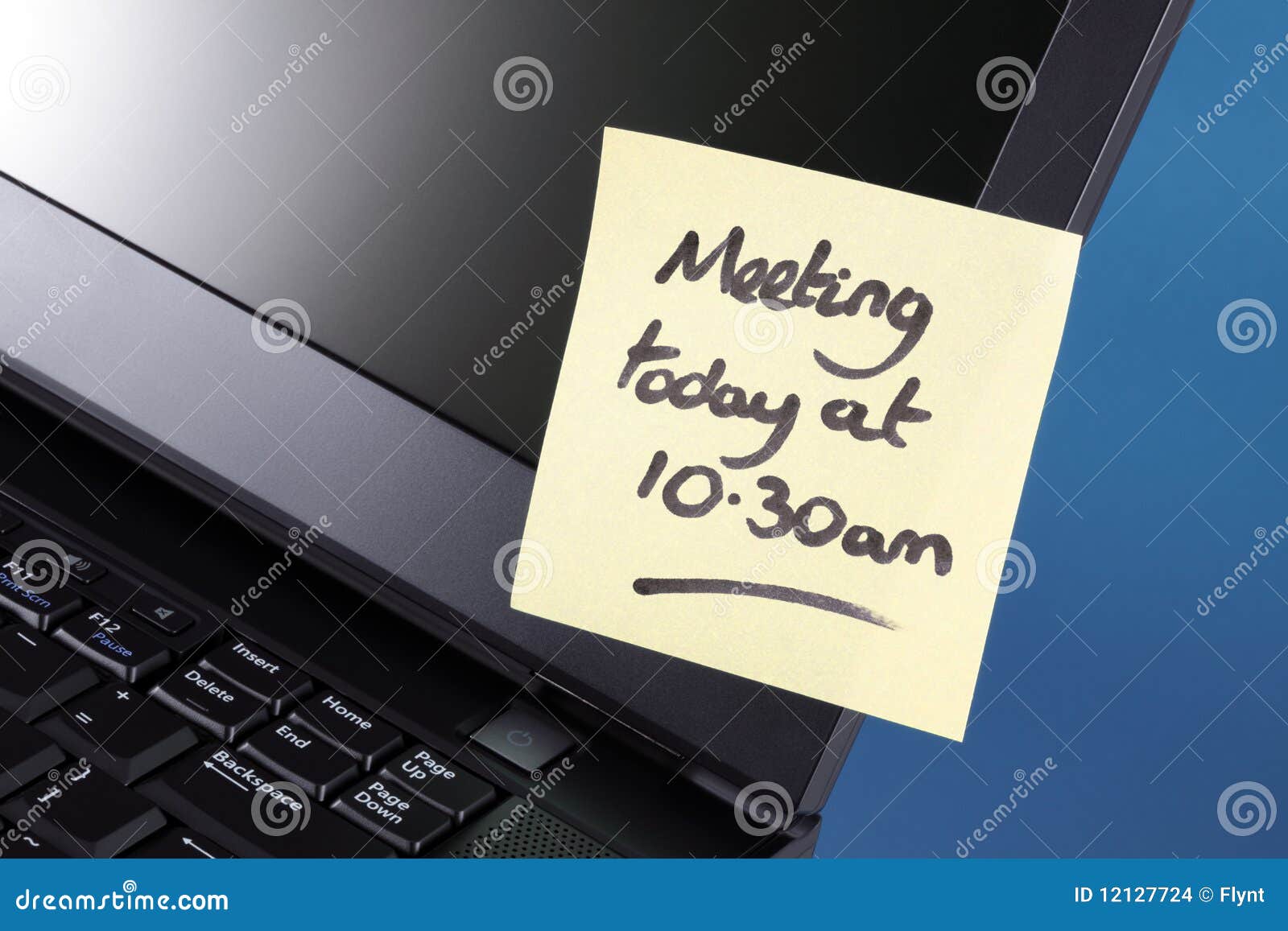 Meeting Reminder on Adhesive Note Stock Photo - Image of note, keyboard ...