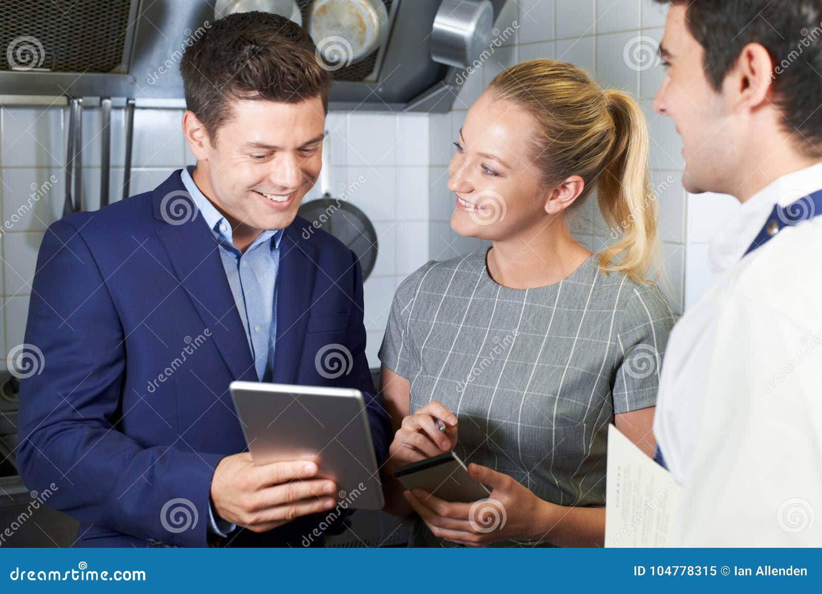 Meeting of Restaurant Team in Kitchen Stock Image - Image of chefs ...
