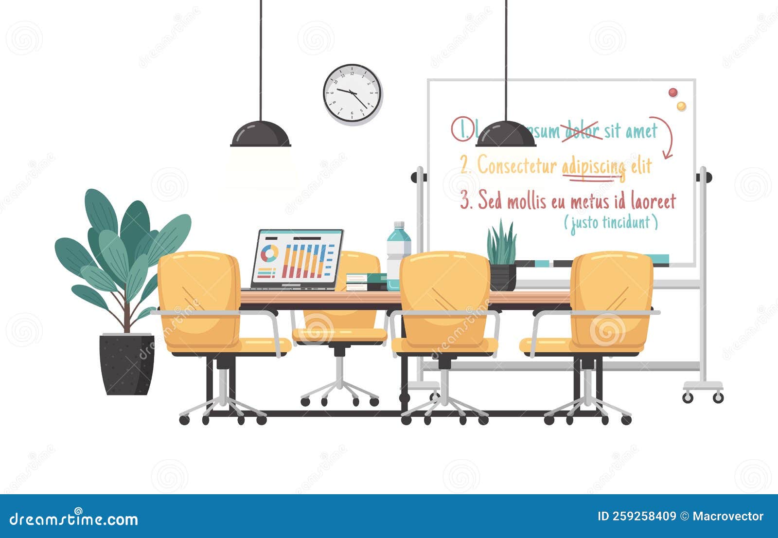 Meeting Room Cartoon stock vector. Illustration of empty - 259258409