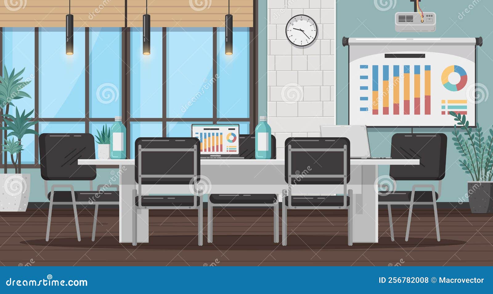 Meeting Room Cartoon stock vector. Illustration of cabinet - 256782008