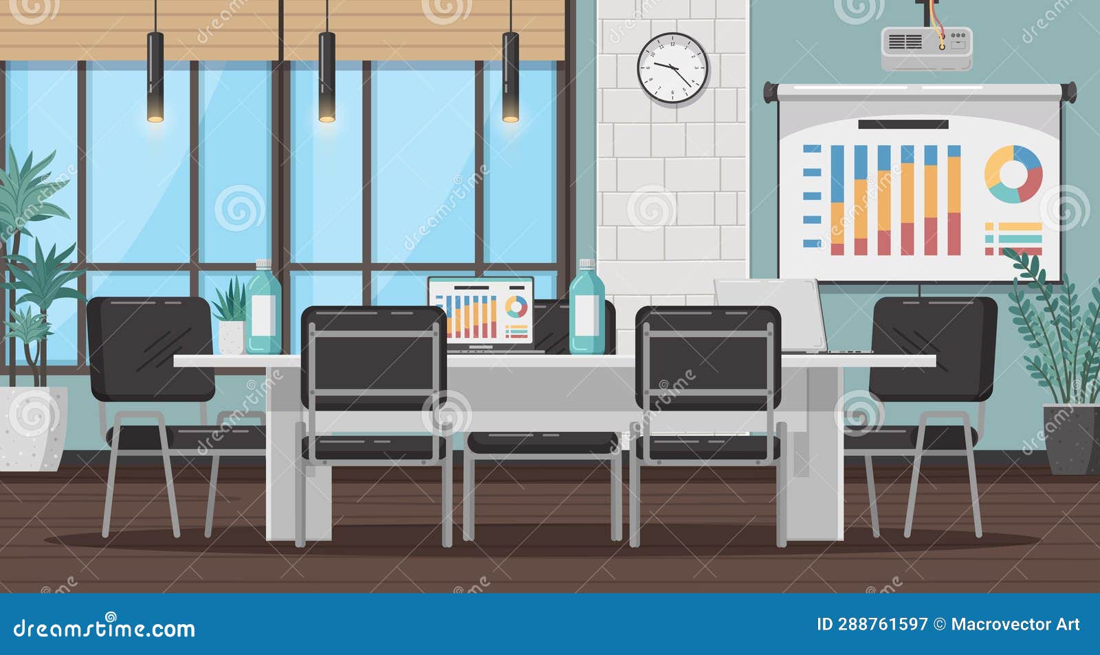 Meeting Room Cartoon stock vector. Illustration of design - 288761597