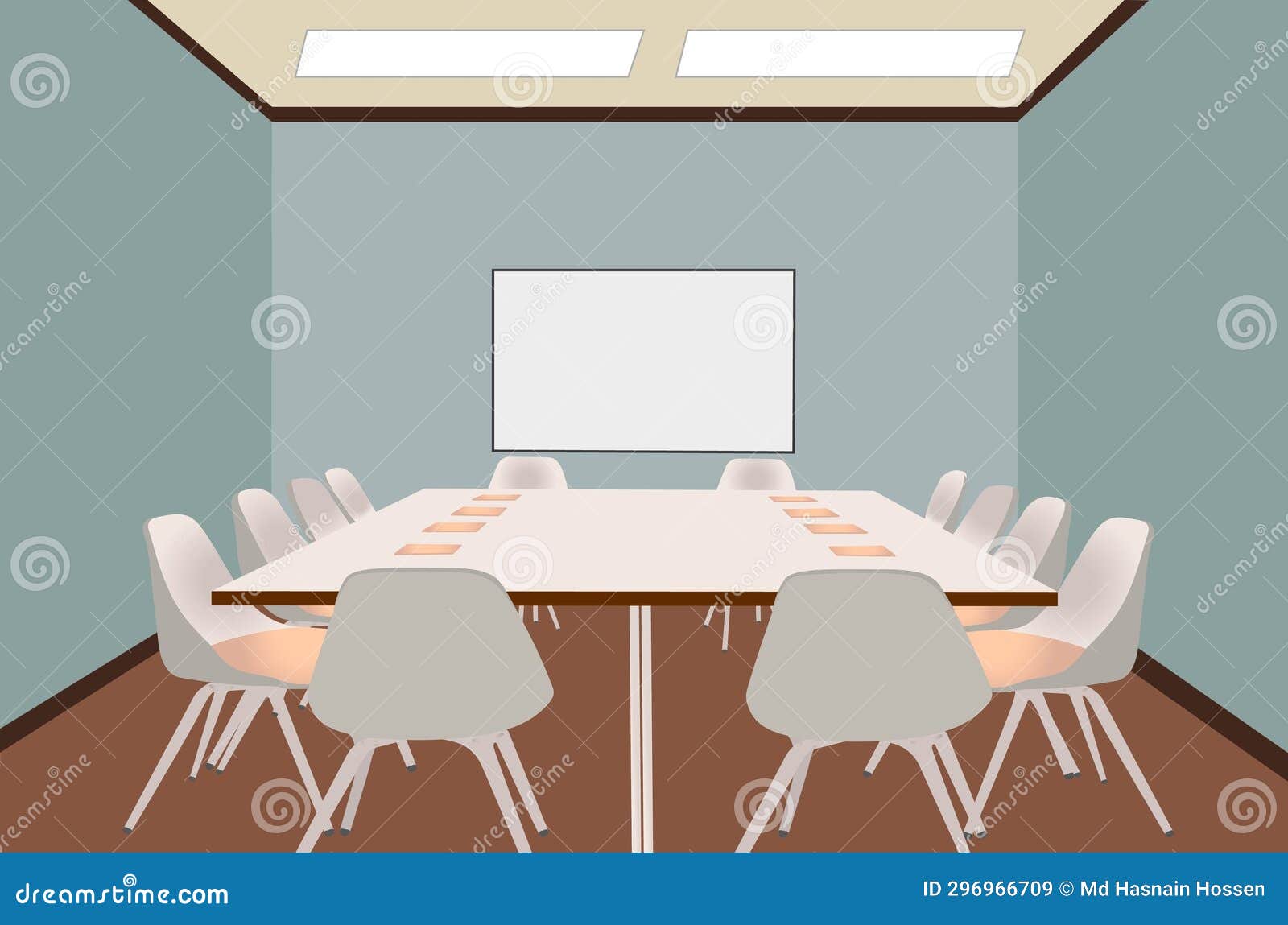 Meeting Room Cartoon Interior with Empty Office Space Stock ...