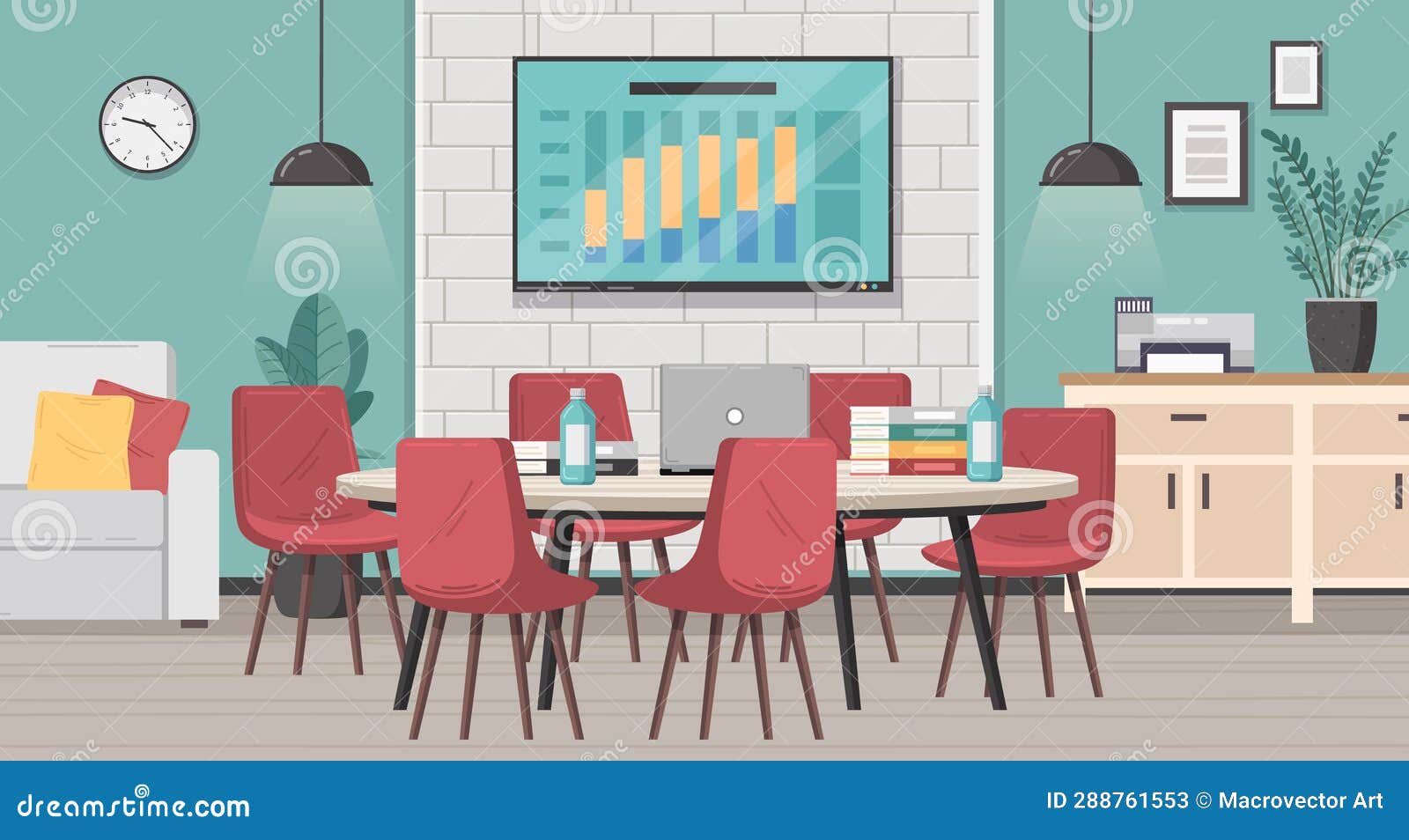 Meeting Room Cartoon stock vector. Illustration of element - 288761553