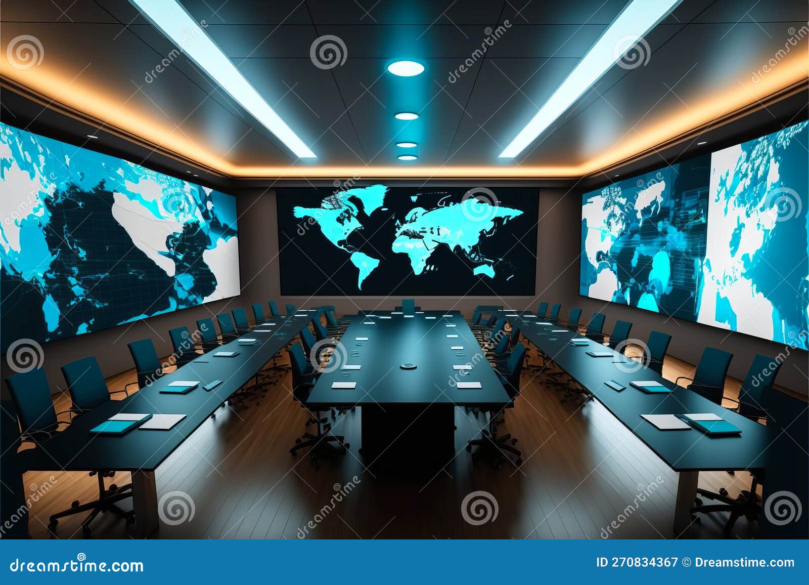 Meeting Room Data Center with Virtual Interface. Generative Ai Stock ...