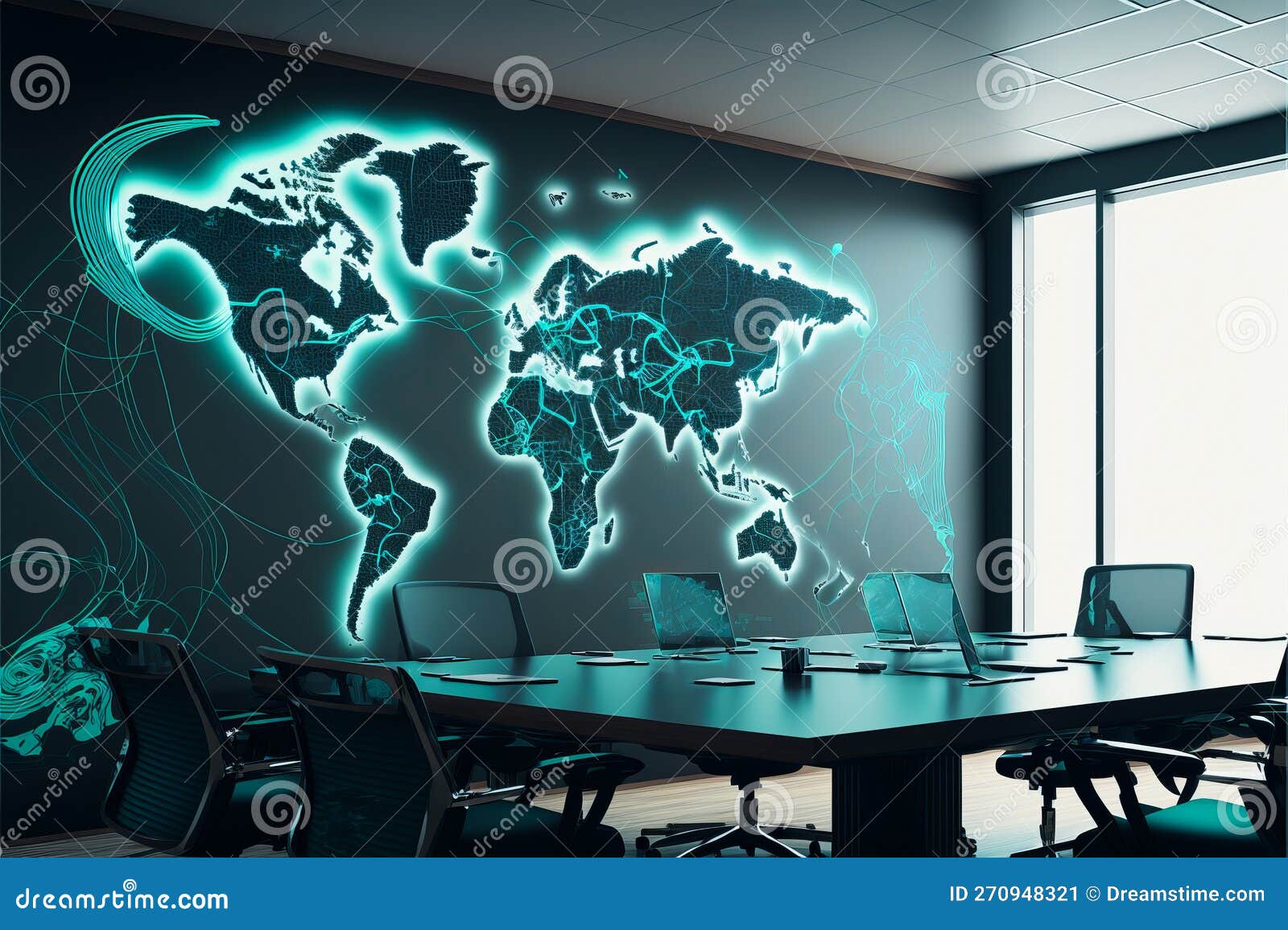 Meeting Room Data Center with Virtual Interface. Generative Ai. Stock ...