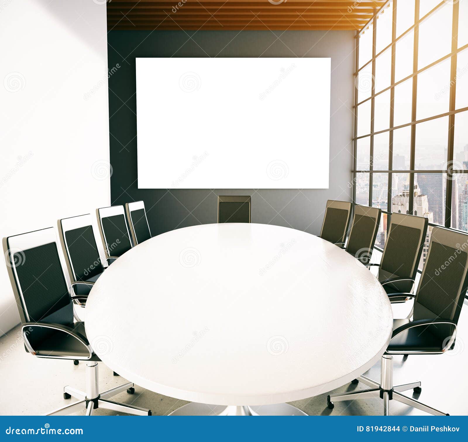 Meeting Room with Empty Whiteboard Stock Illustration - Illustration of ...