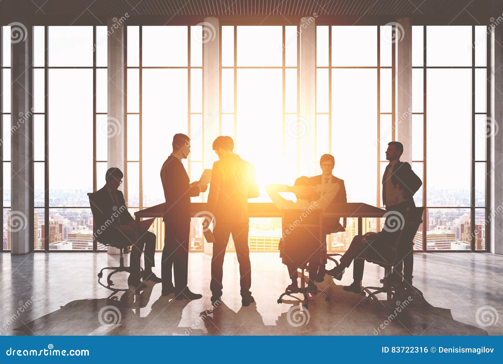 Meeting Room. Group of Businessmen Around a Table Discussing Work ...