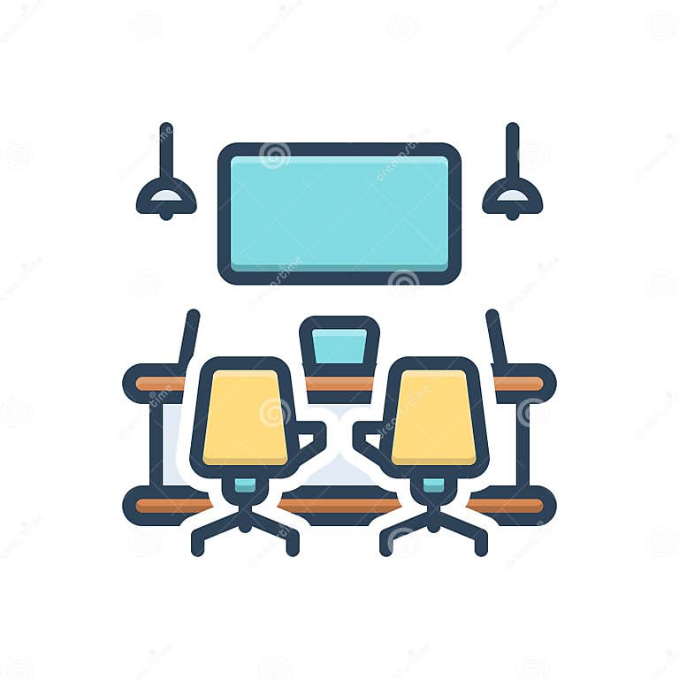 Color Illustration Icon for Meeting Room, Meeting and Workplace Stock ...