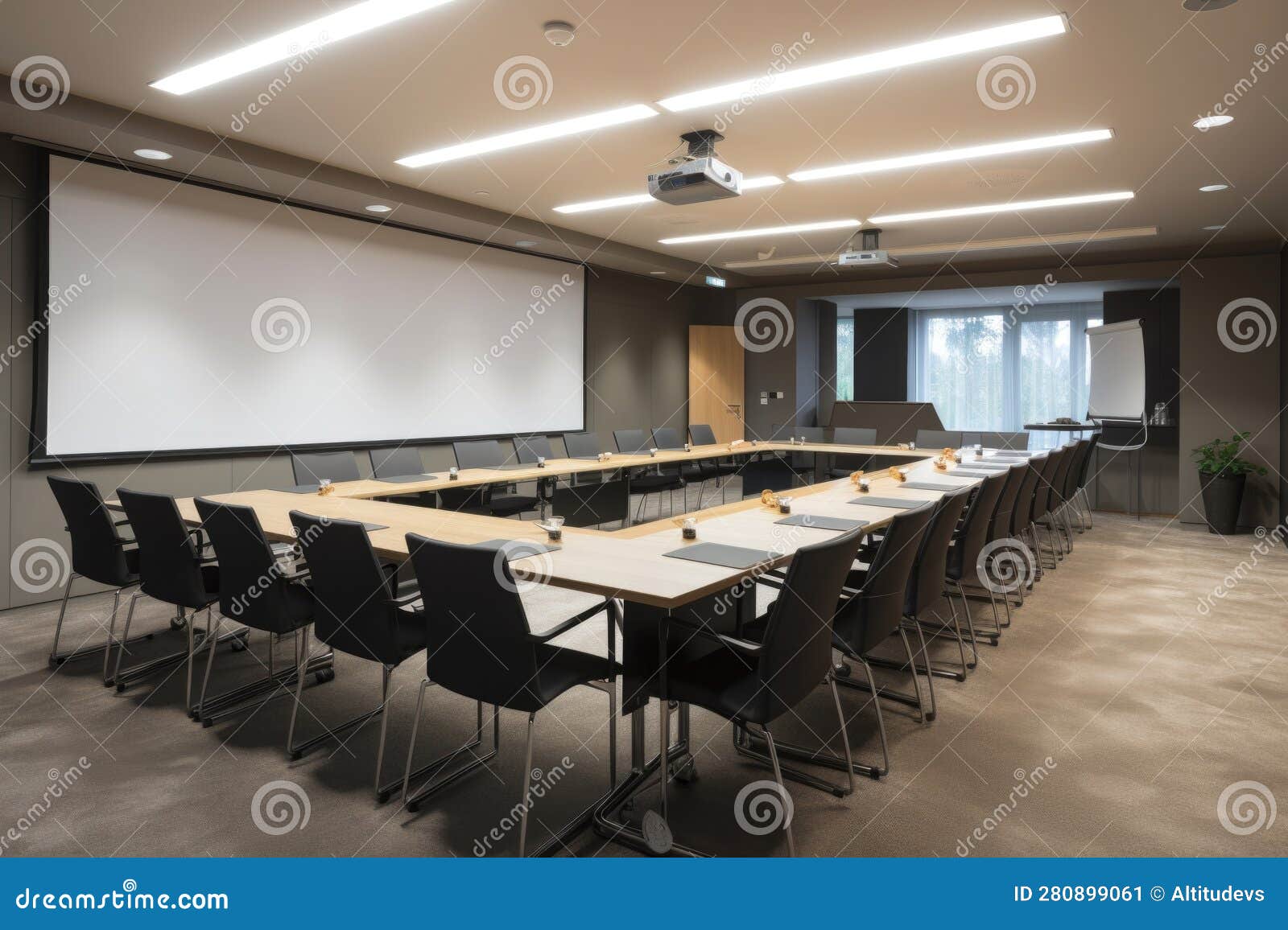 A Meeting Room with a Large Screen and Projector for Presentations ...