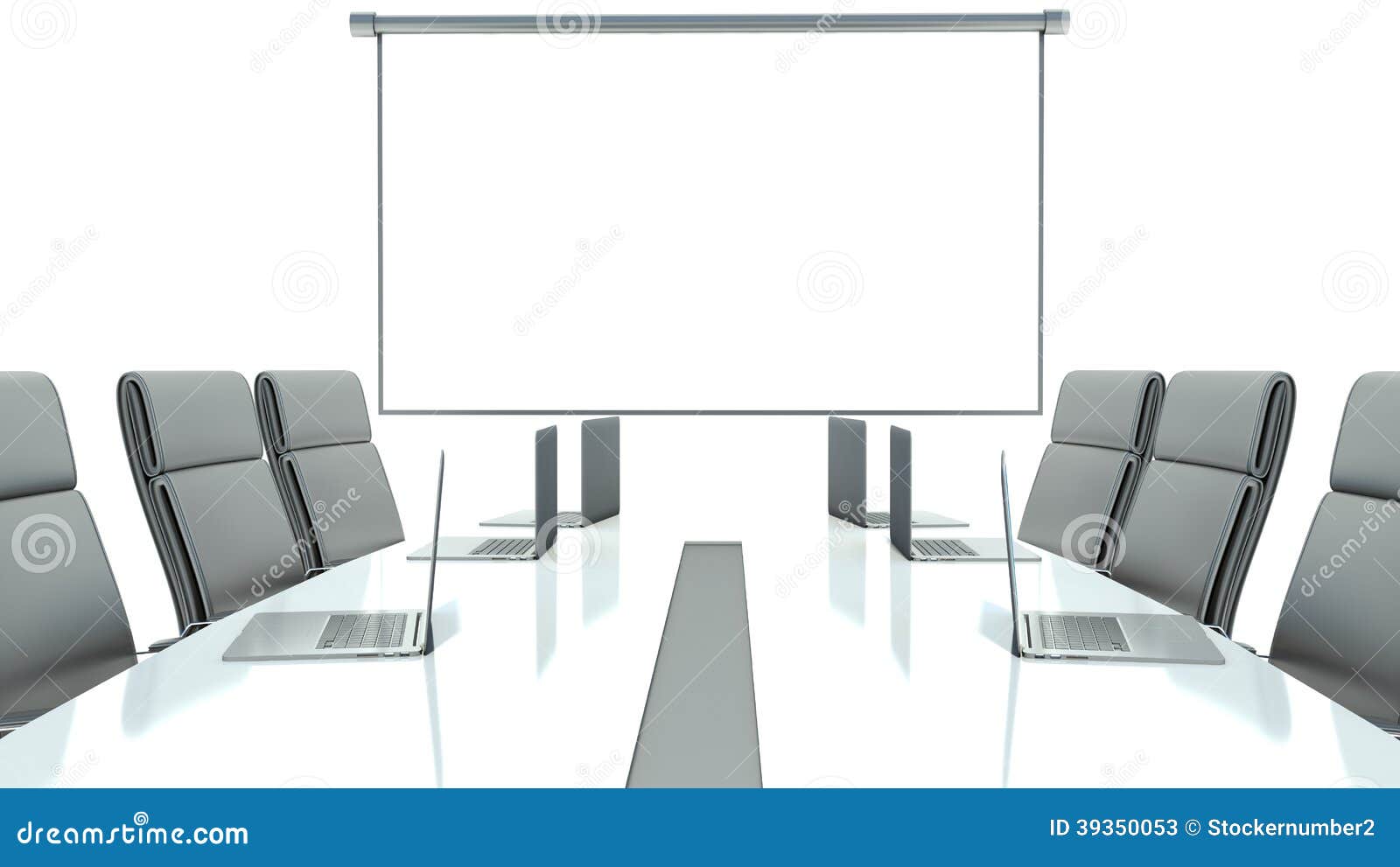 Meeting Room with Projection Screen and Conference Table Stock ...